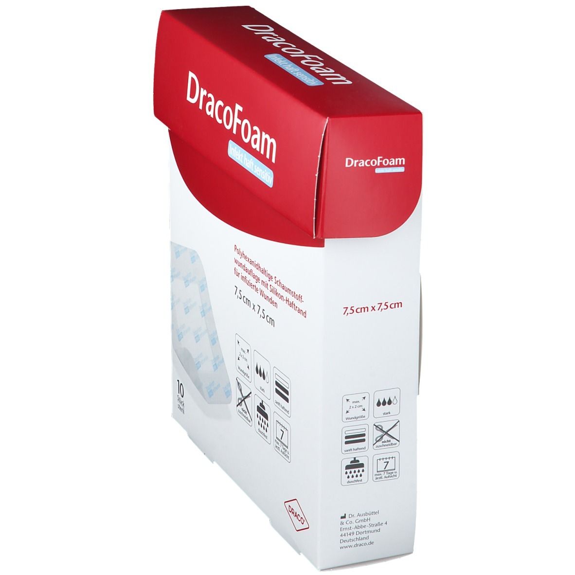 DracoFoam Infekt haft sensitiv 7,5 x 7,5 cm 10 St - shop-apotheke.com