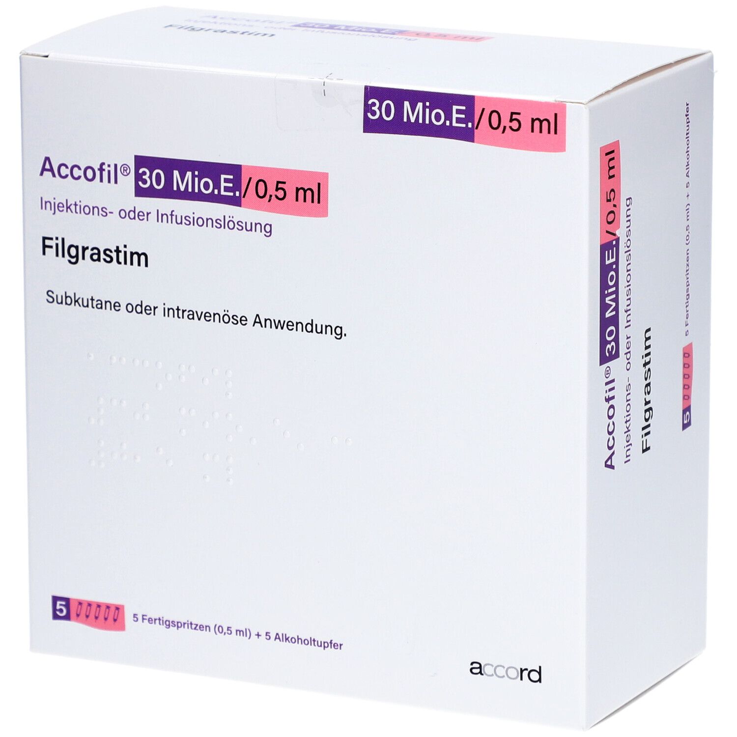 Accofil® 30 Mio.E./0,5 ml Inj.-/Inf.-Lsg.i.e.F.-Sp. 5 St mit dem E ...