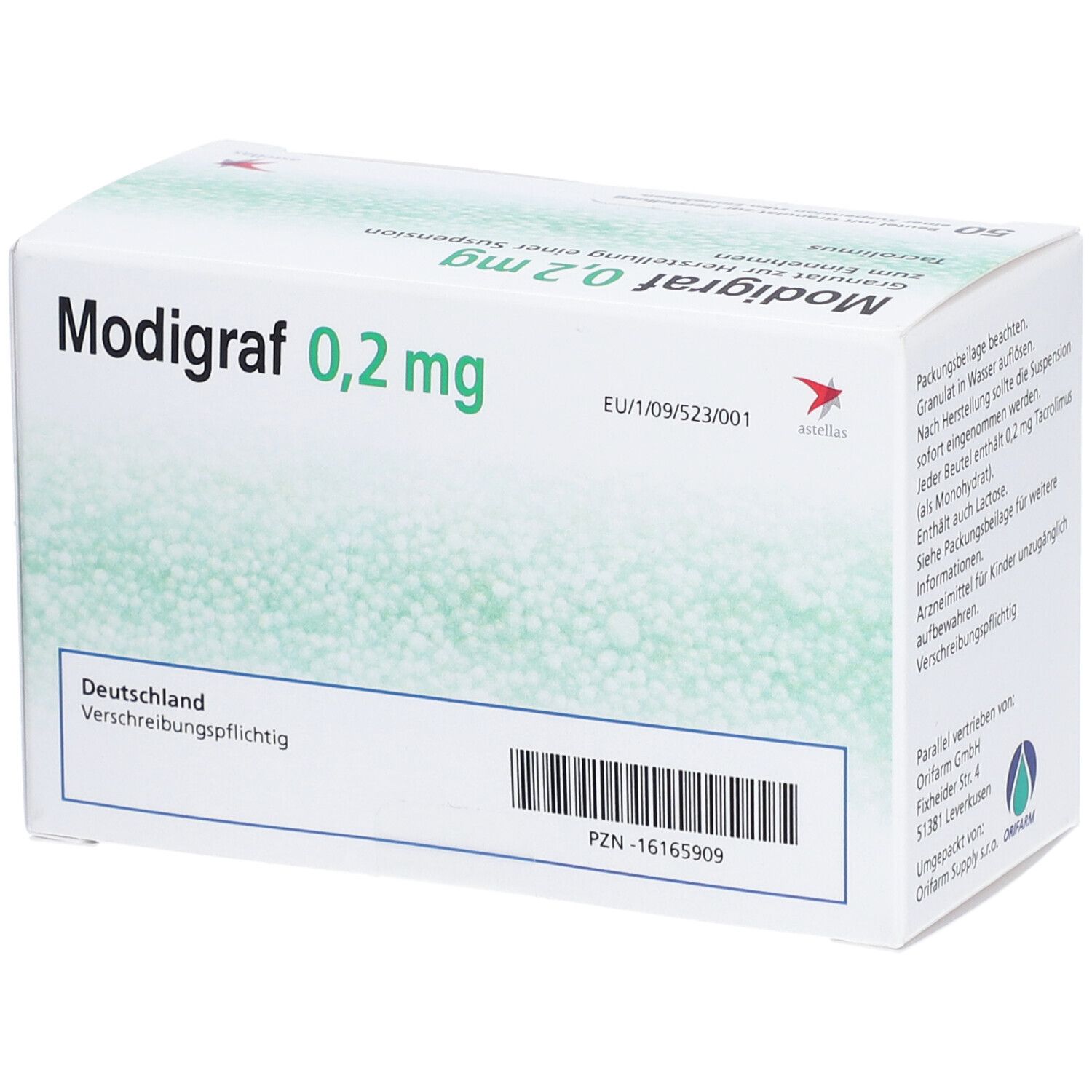 MODIGRAF 0,2 mg Granulat z.Herstell.e.Susp.z.Einn. 50 St mit dem E ...