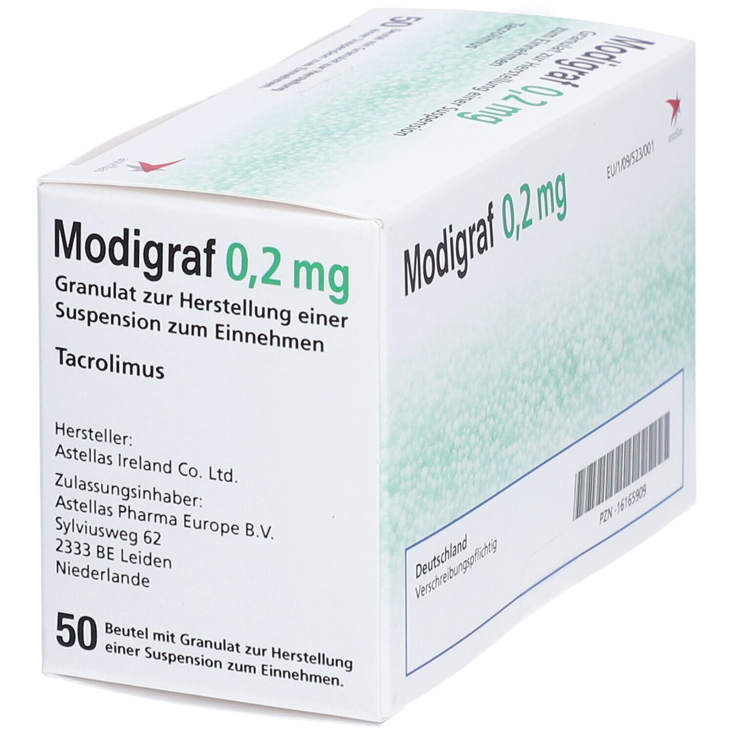 MODIGRAF 0,2 mg Granulat z.Herstell.e.Susp.z.Einn. 50 St mit dem E ...