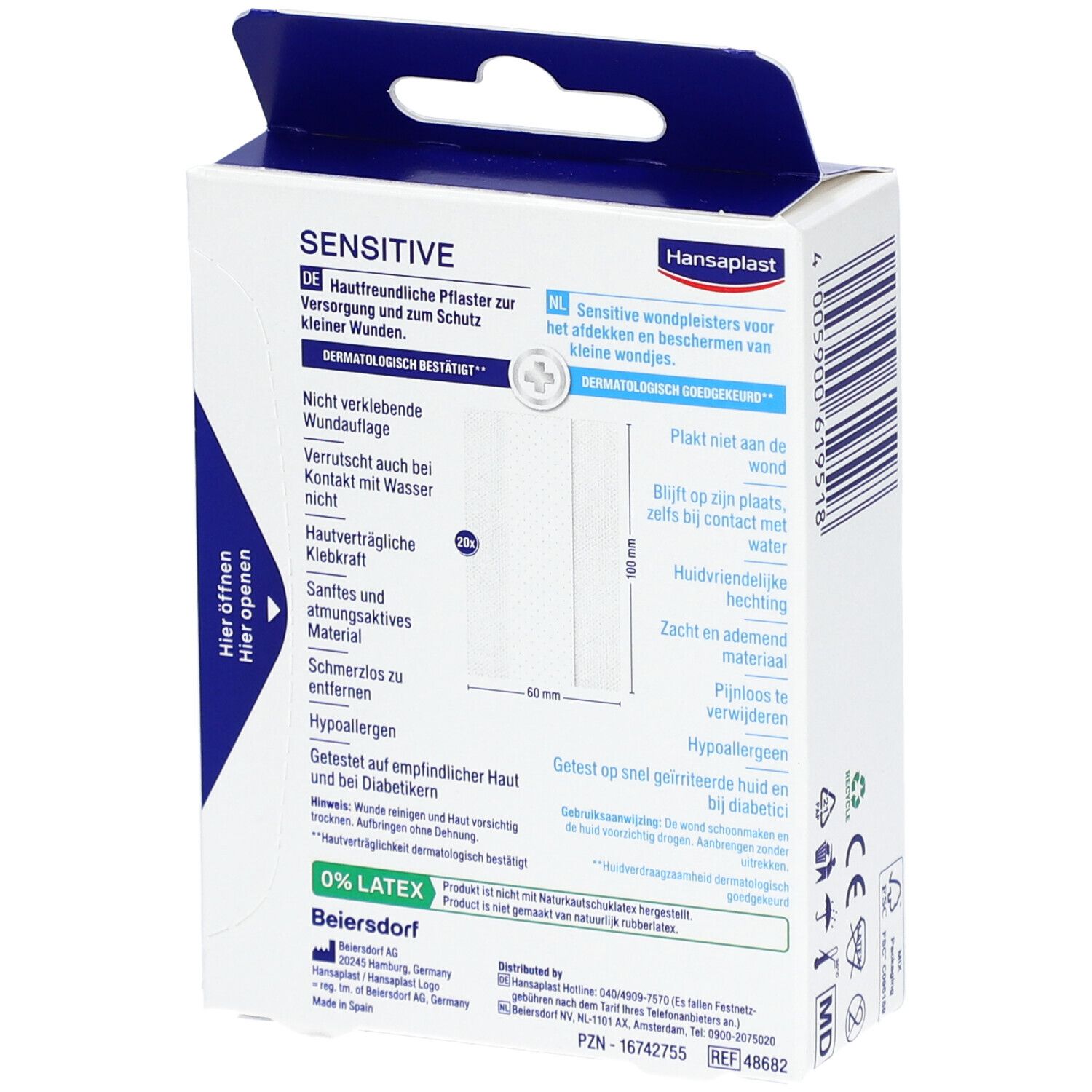 Hansaplast Sensitive Pflaster 2 m x 6 cm 1 St - shop-apotheke.at