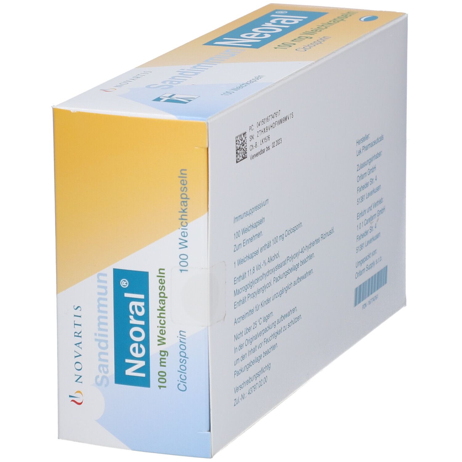 Sandimmun Neoral 100 mg 100 St mit dem E-Rezept kaufen - Shop Apotheke