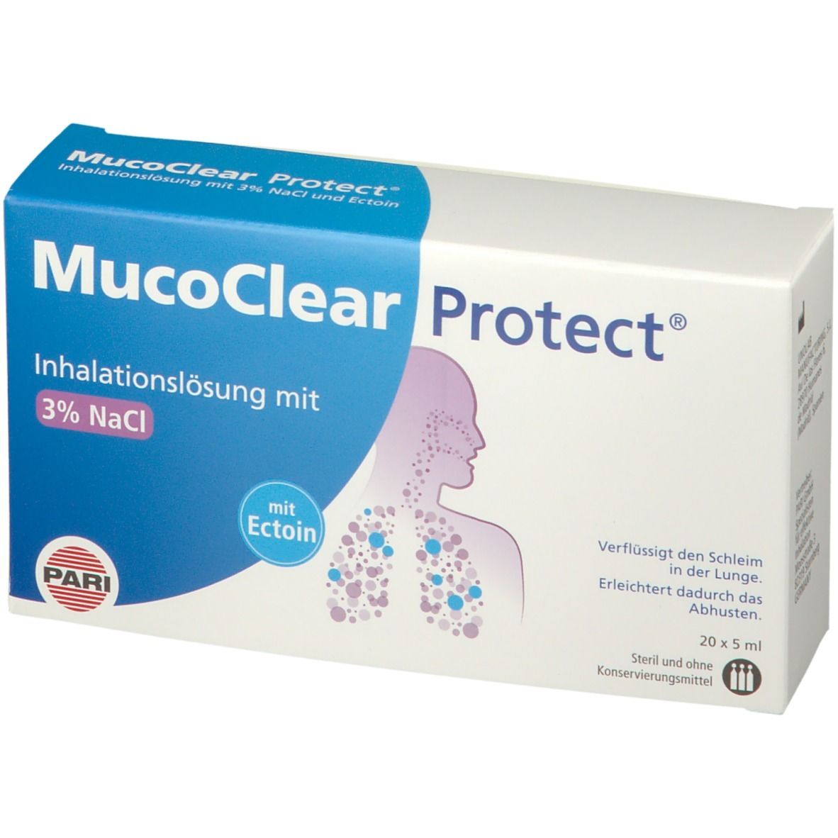 MucoClear Protect Hypertone Salzlösung (3% NaCl) mit Ectoin® 20x5 ml ...