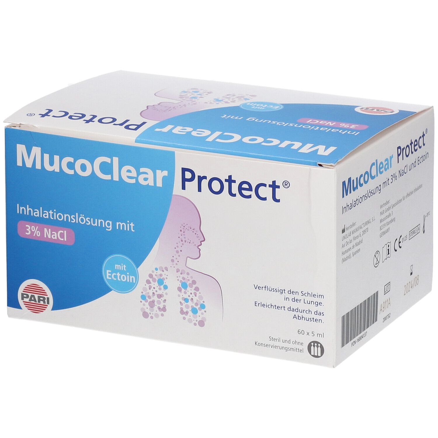 MucoClear Protect Hypertone Salzlösung (3% NaCl) mit Ectoin® 60x5 ml ...