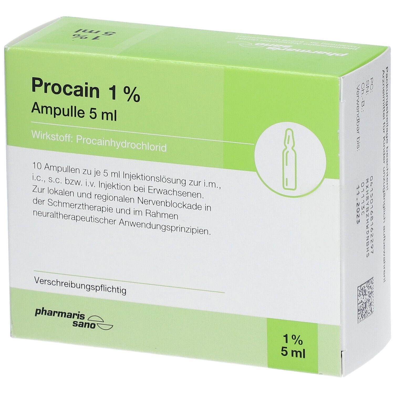 PROCAIN pharmarissano 1% Inj.-Lsg.Ampullen 5 ml 10x5 ml mit dem E ...