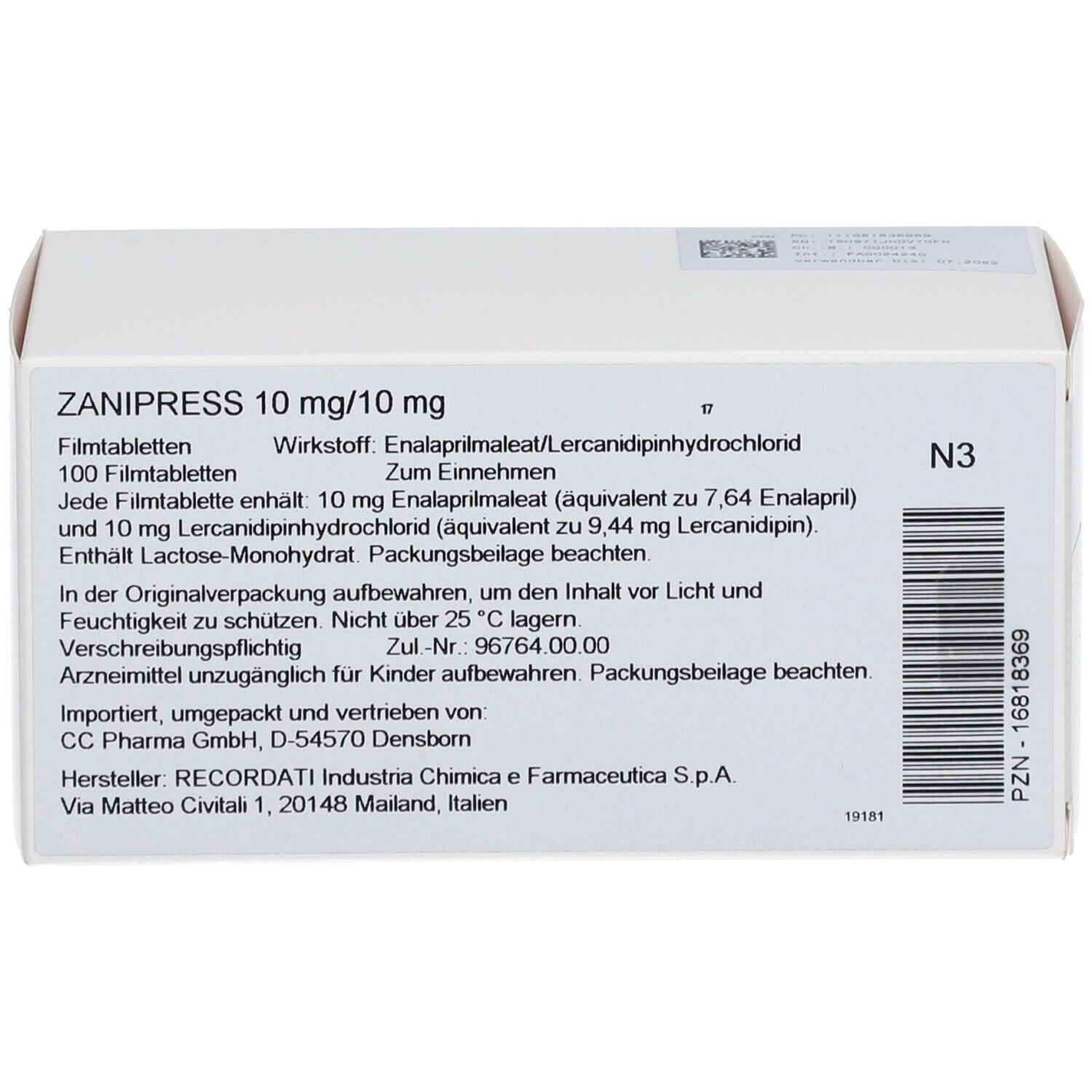 ZANIPRESS 10 mg/10 mg 100 St mit dem E-Rezept kaufen - Shop Apotheke