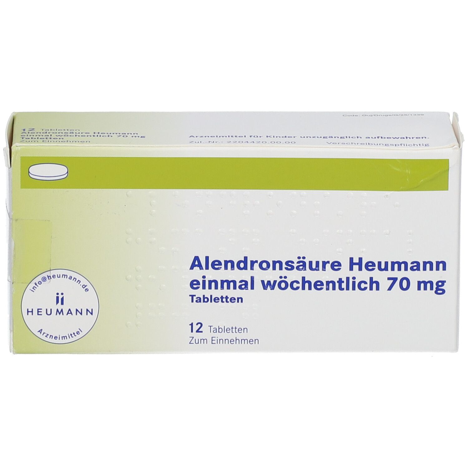 Alendronsäure Heumann 1x wöchentlich 70 mg Tabl. 12 St mit dem E-Rezept ...