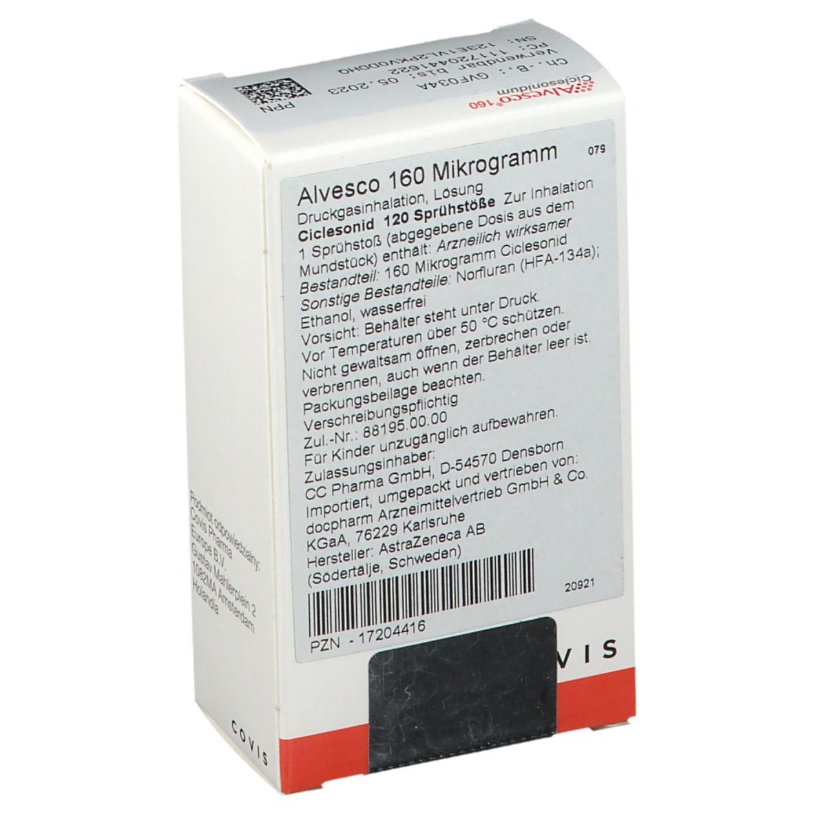 Alvesco 160 µg 120 Hub Dosieraerosol 1 St mit dem E-Rezept kaufen ...