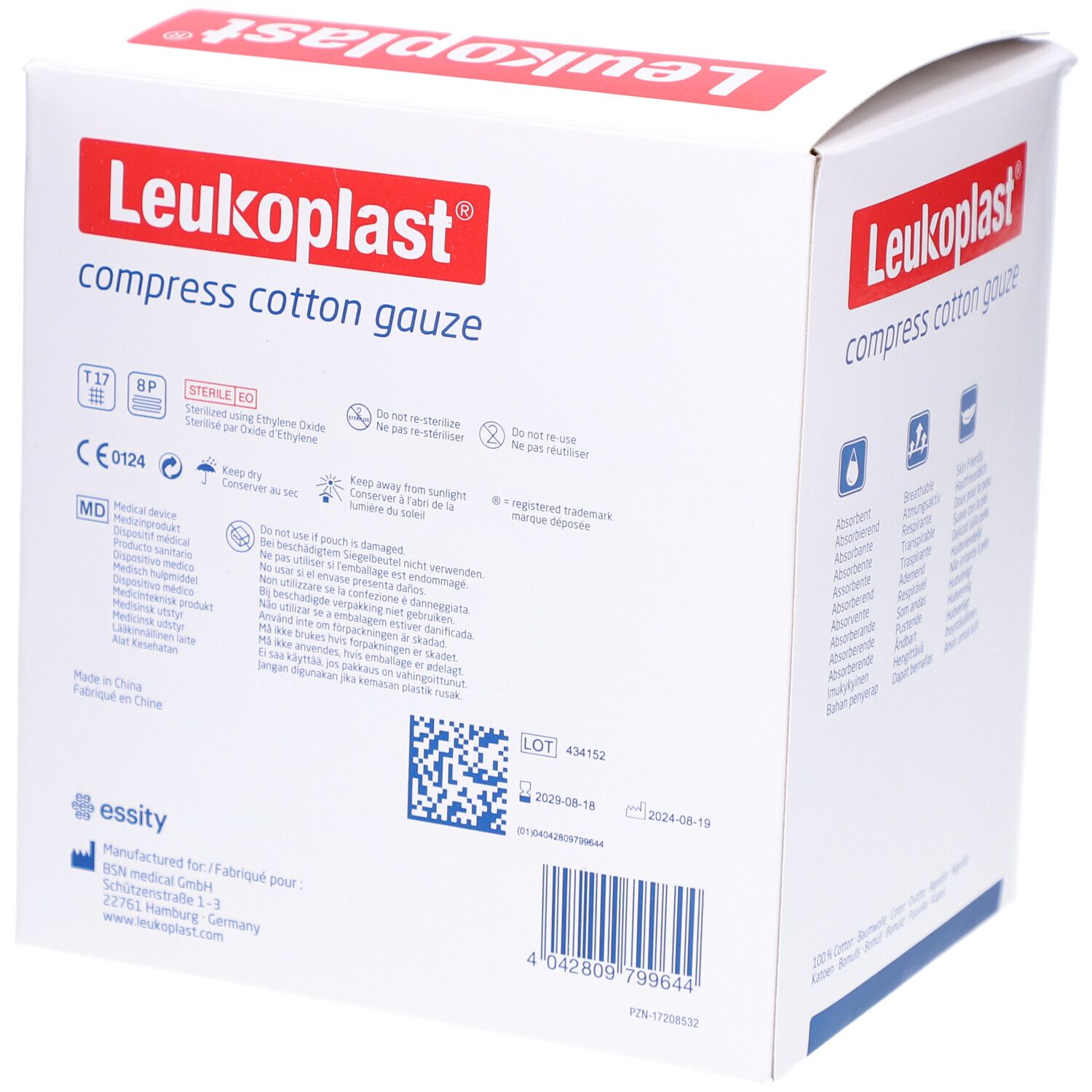 Leukoplast® compress Cotton Gaze 10 x 10 cm steril 25x5 St - Shop Apotheke