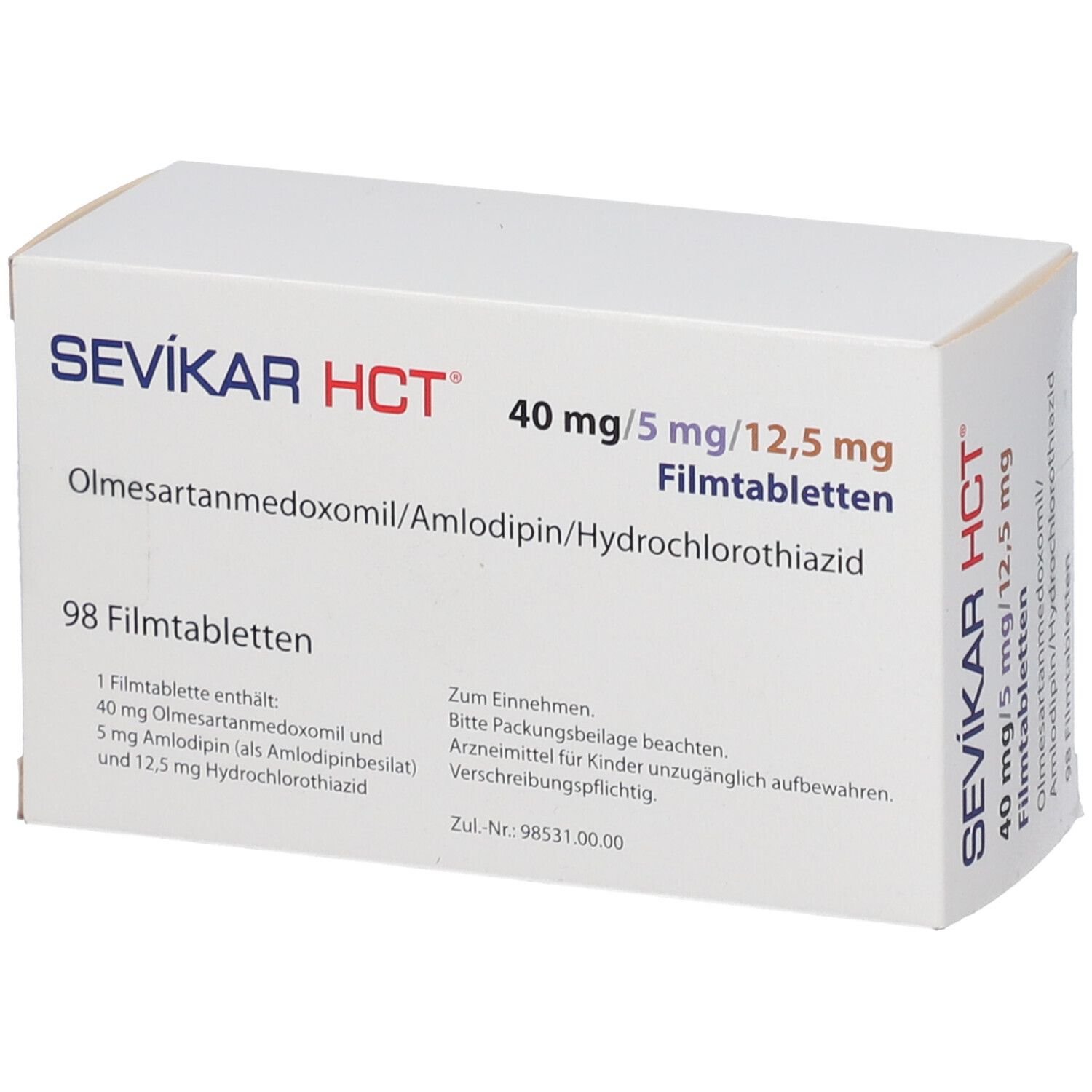 SEVIKAR HCT 40 mg/5 mg/12,5 mg Filmtabletten 98 St mit dem E-Rezept ...