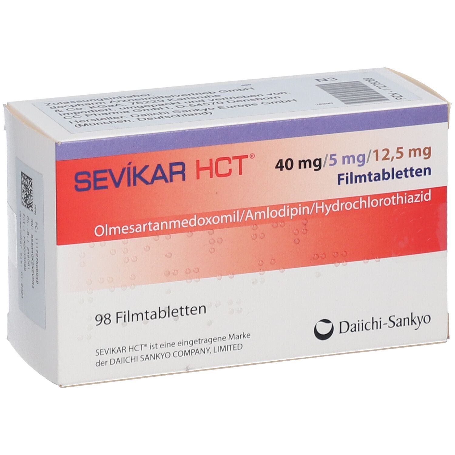 SEVIKAR HCT 40 mg/5 mg/12,5 mg Filmtabletten 98 St mit dem E-Rezept ...