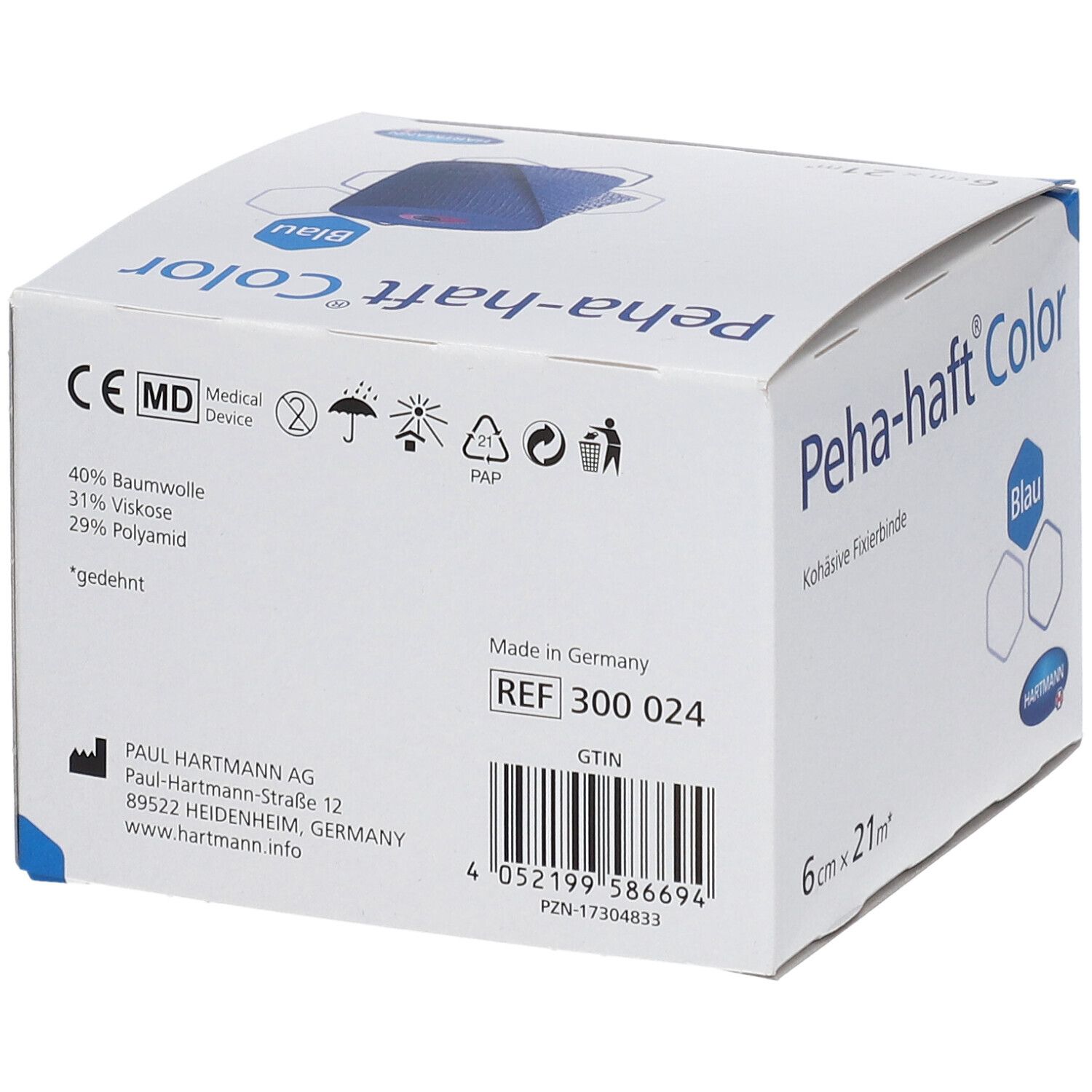 Peha-haft® Color latexfrei Fixierbinde blau 6 cm x 21 m 1 St - shop ...