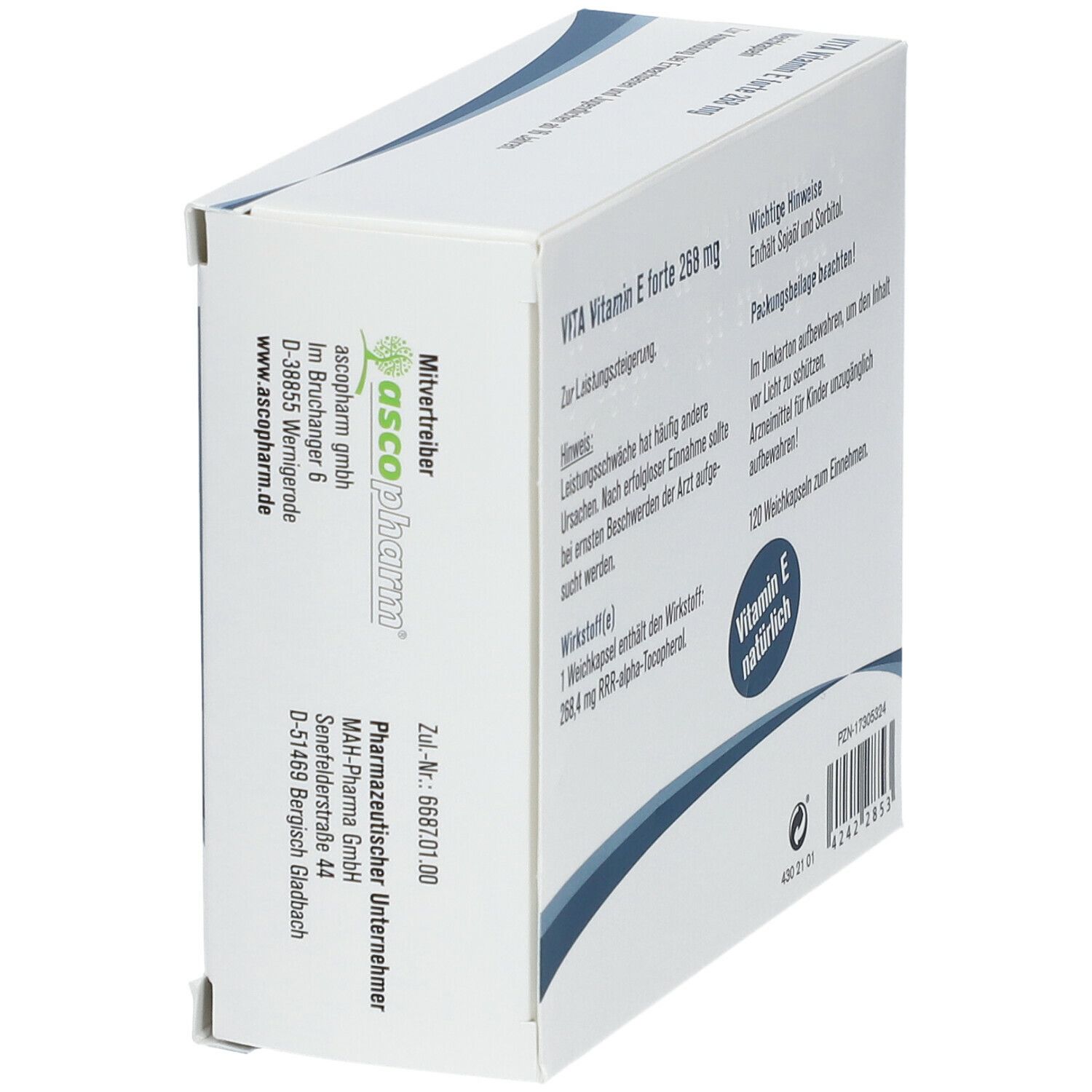 ascopharm® VITA Vitamin E forte 268 mg 120 St - Shop Apotheke