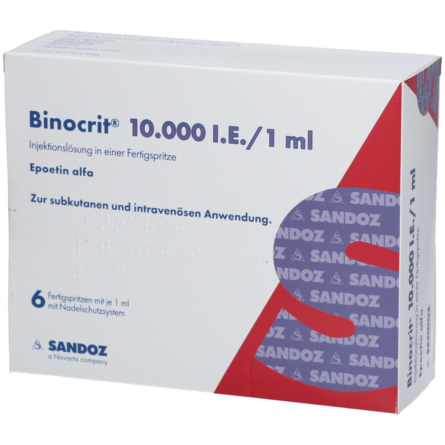 BINOCRIT 10.000 I.E./1 ml Inj.-Lsg.i.e.Fertigspr. 6x1 ml mit dem E ...