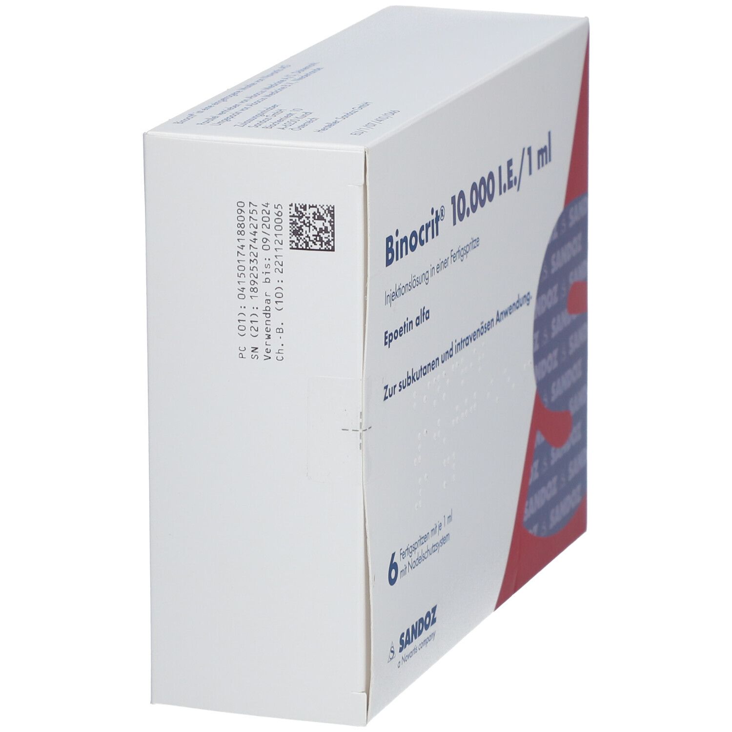 BINOCRIT 10.000 I.E./1 ml Inj.-Lsg.i.e.Fertigspr. 6x1 ml mit dem E ...