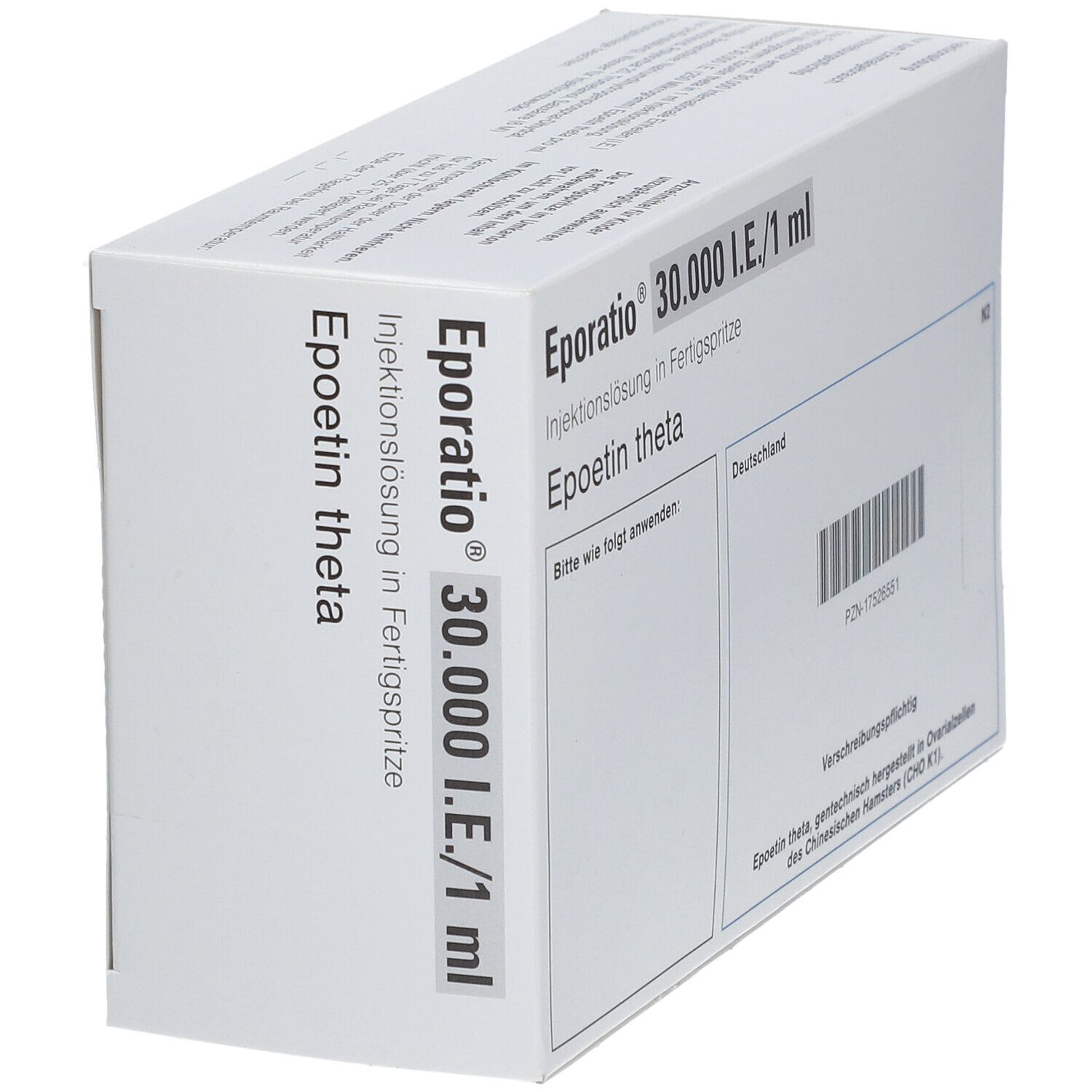 EPORATIO 30.000 I.E./1,0ml Inj.-Lsg.i.Fertigspr. 4x1 ml mit dem E ...
