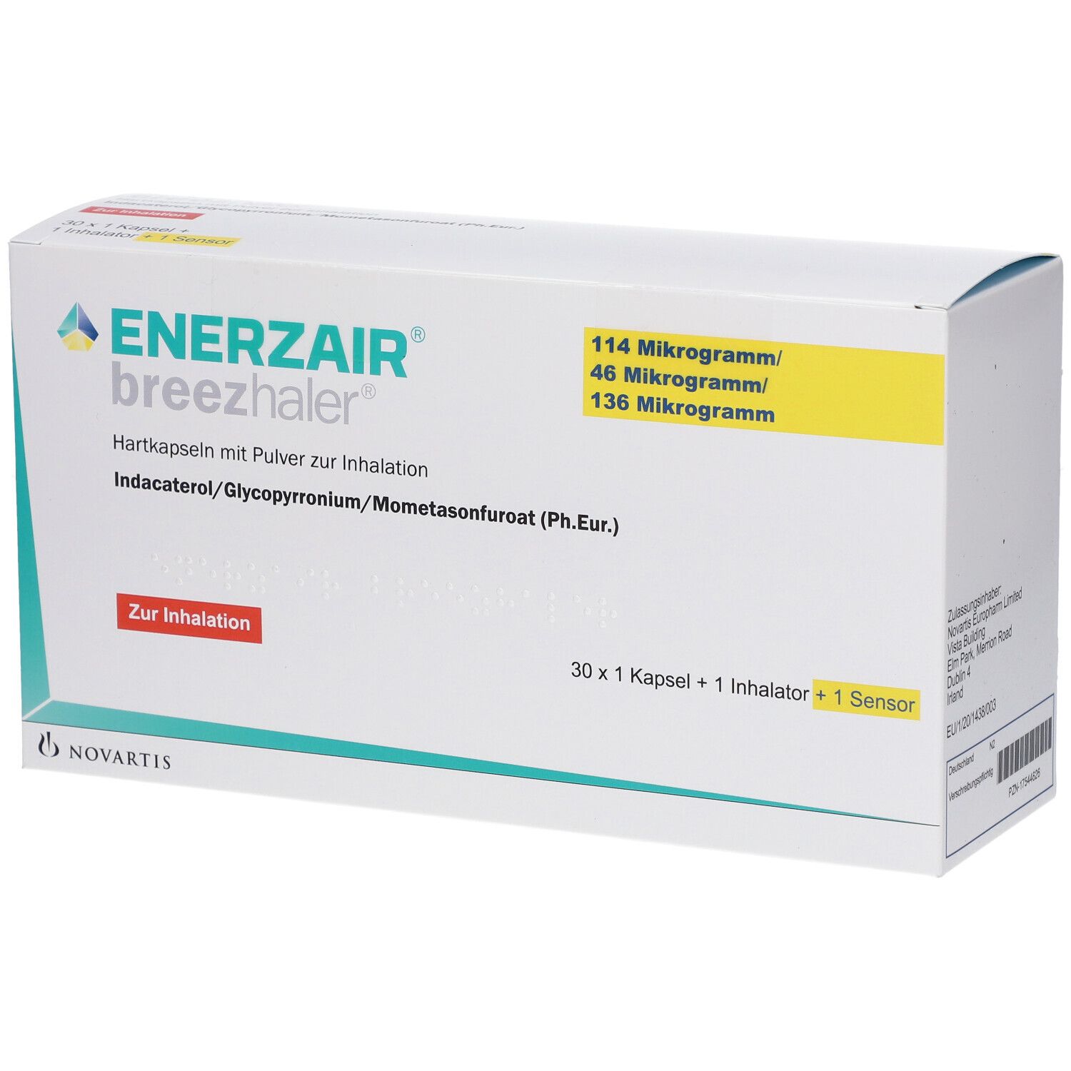 ENERZAIR Breezhaler 114µg/46µg/136µg Hkp.+Sensor 30 St mit dem E-Rezept kaufen - Shop Apotheke