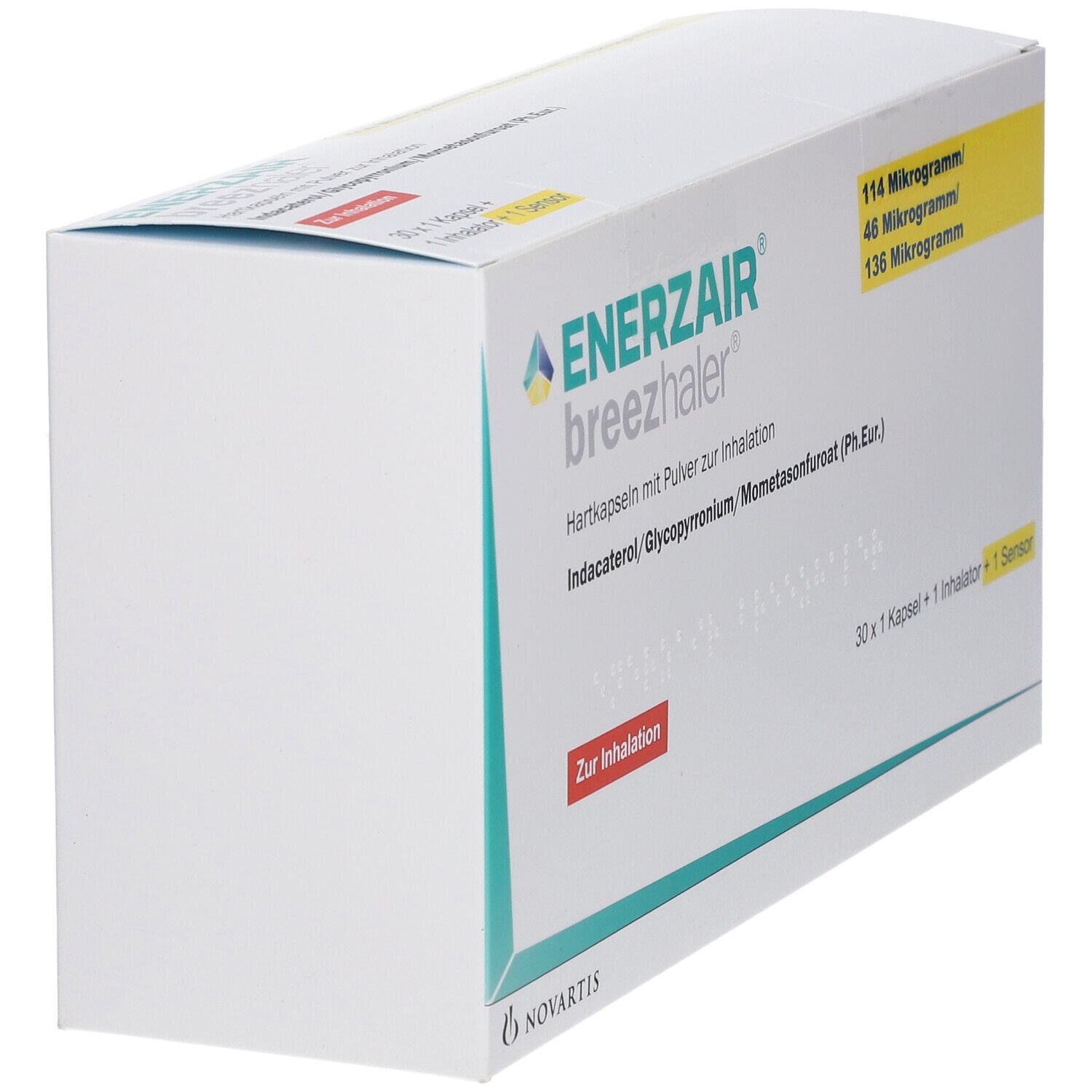 ENERZAIR Breezhaler 114µg/46µg/136µg Hkp.+Sensor 30 St mit dem E-Rezept ...