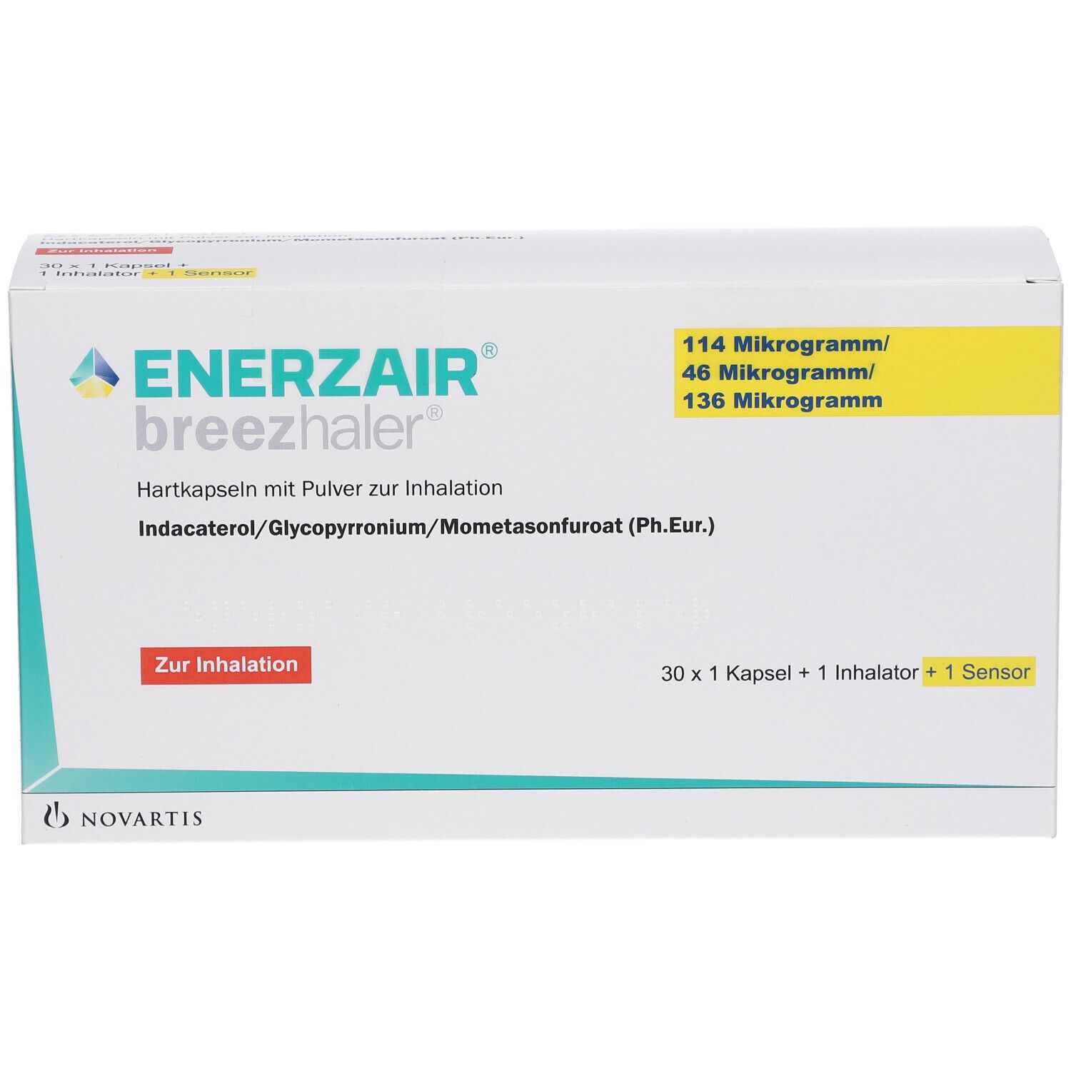 ENERZAIR Breezhaler 114µg/46µg/136µg Hkp.+Sensor 30 St mit dem E-Rezept kaufen - Shop Apotheke