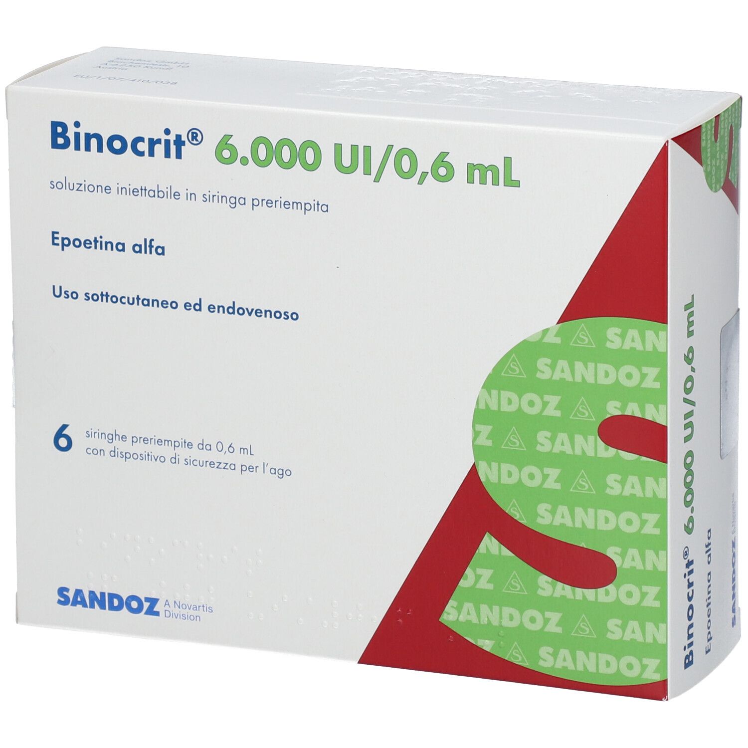BINOCRIT 6.000 I.E./0,6 ml Inj.-Lsg.i.e.Fertigspr. 6x0,6 ml mit dem E ...