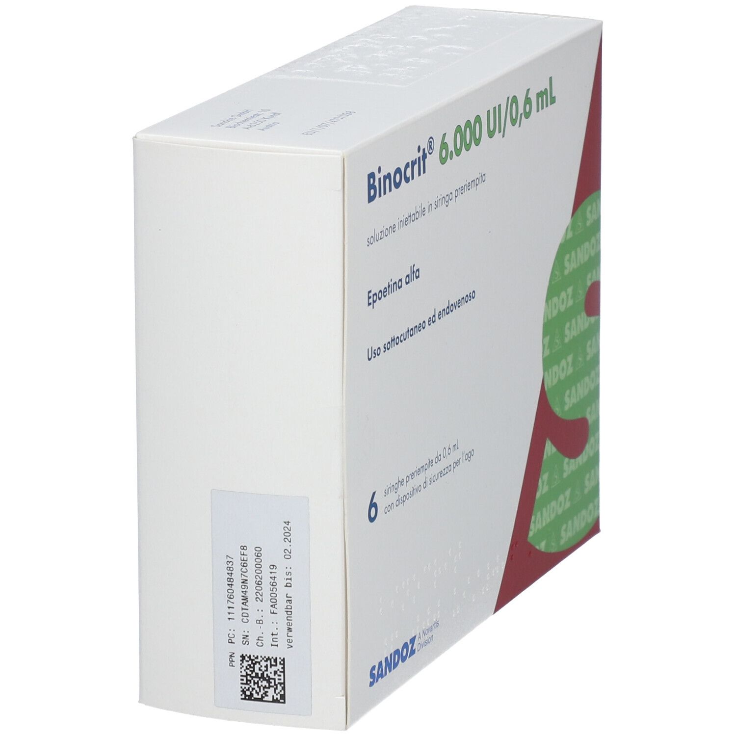 BINOCRIT 6.000 I.E./0,6 ml Inj.-Lsg.i.e.Fertigspr. 6x0,6 ml mit dem E ...