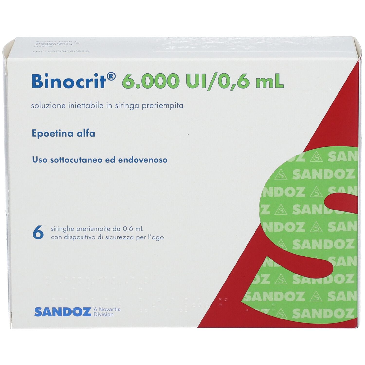 BINOCRIT 6.000 I.E./0,6 ml Inj.-Lsg.i.e.Fertigspr. 6x0,6 ml mit dem E ...