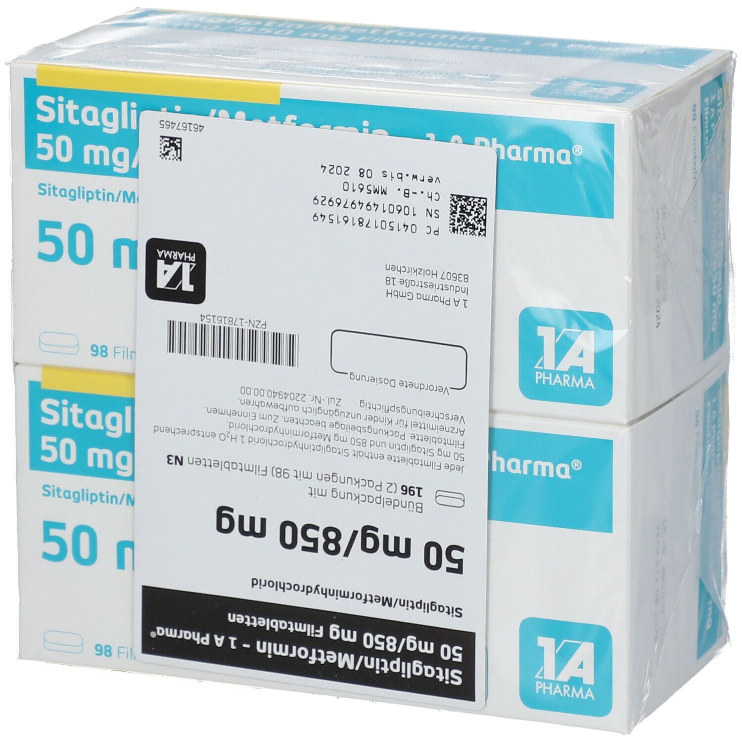 SITAGLIPTIN/Metformin-1A Pharma 50 mg/850 mg FTA 196 St mit dem E ...