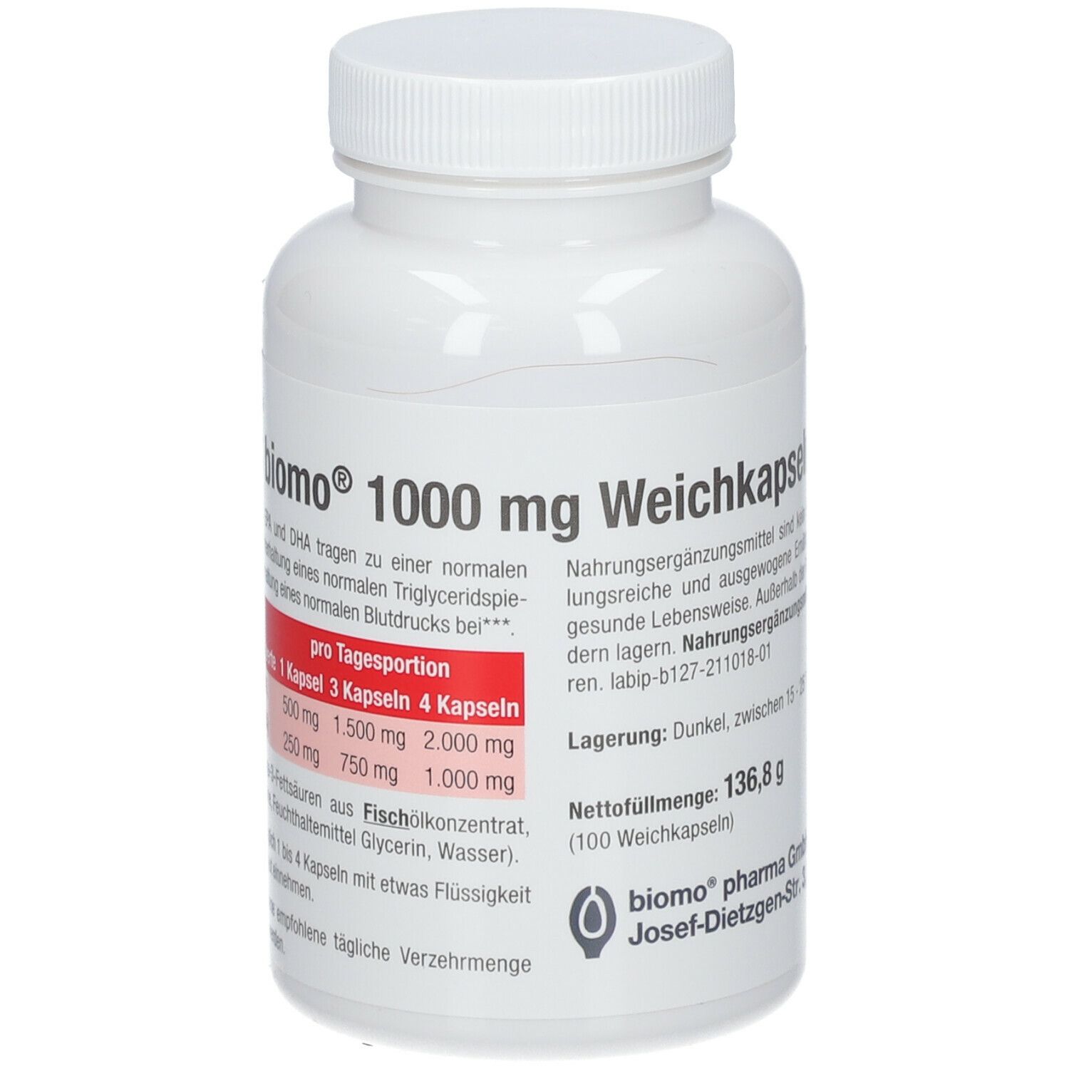 omega-3 biomo® 1000 mg Weichkapseln 100 St - shop-apotheke.com