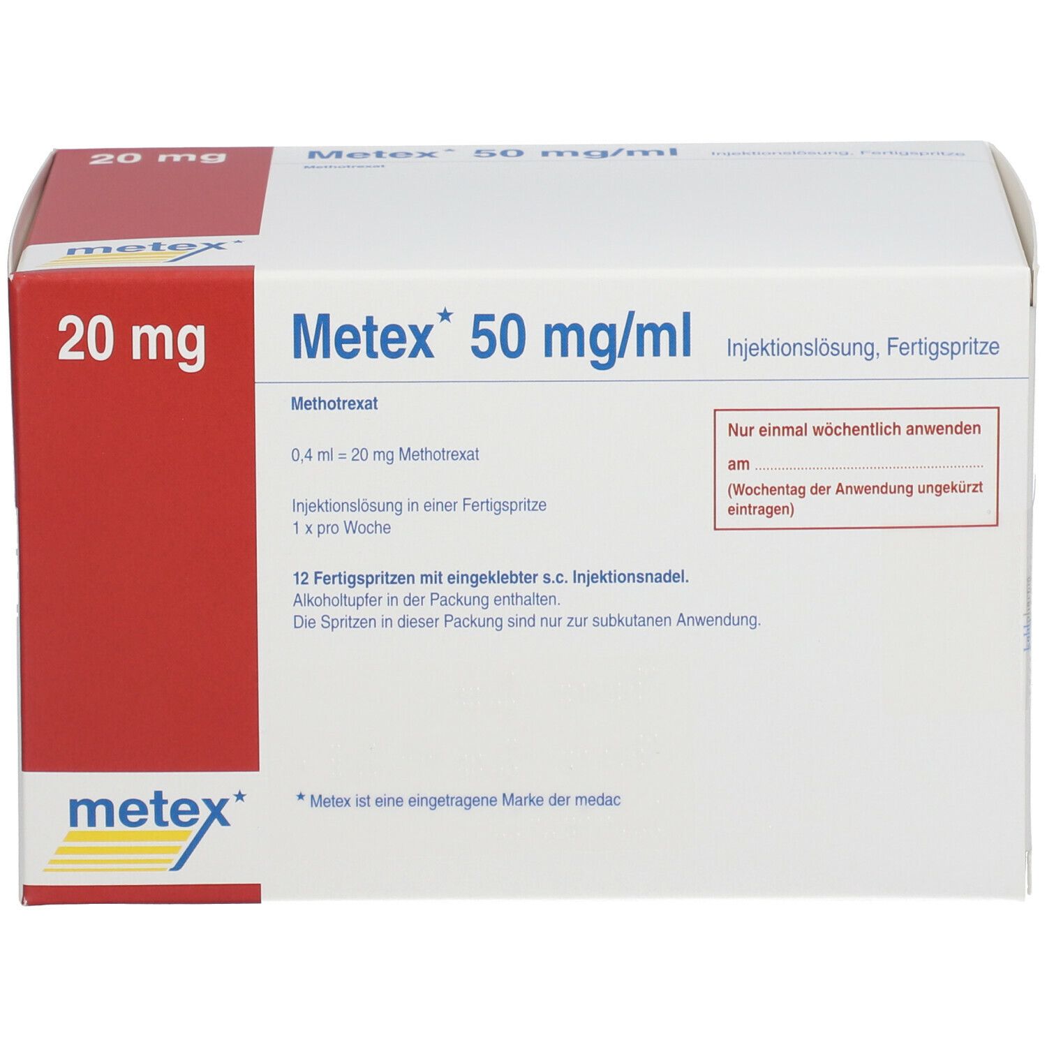 METEX FS 20 mg (50mg/ml) Inj.-Lösung Fertigspr. 12 St mit dem E-Rezept ...