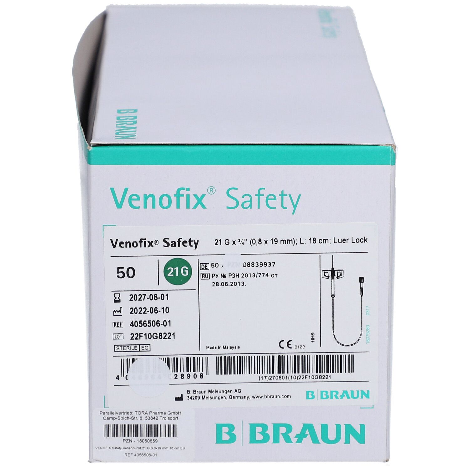 B. Braun Venofix® Safety 21G 0,8 x 19 mm Luer Lock 50 St - Shop Apotheke