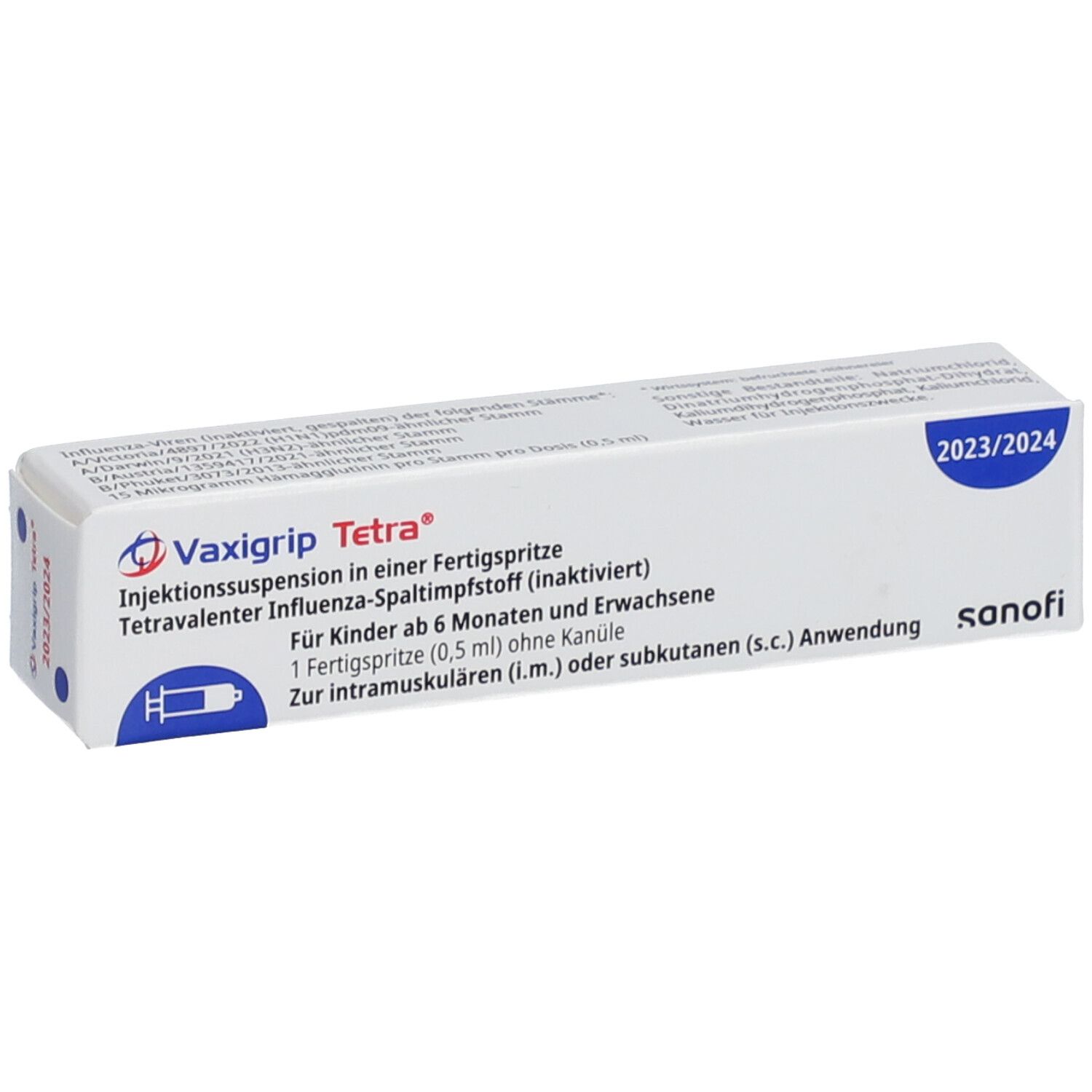 VAXIGRIP Tetra 2023/2024 Inj.Susp.Fertigspr.o.Kan. 1 St mit dem E ...