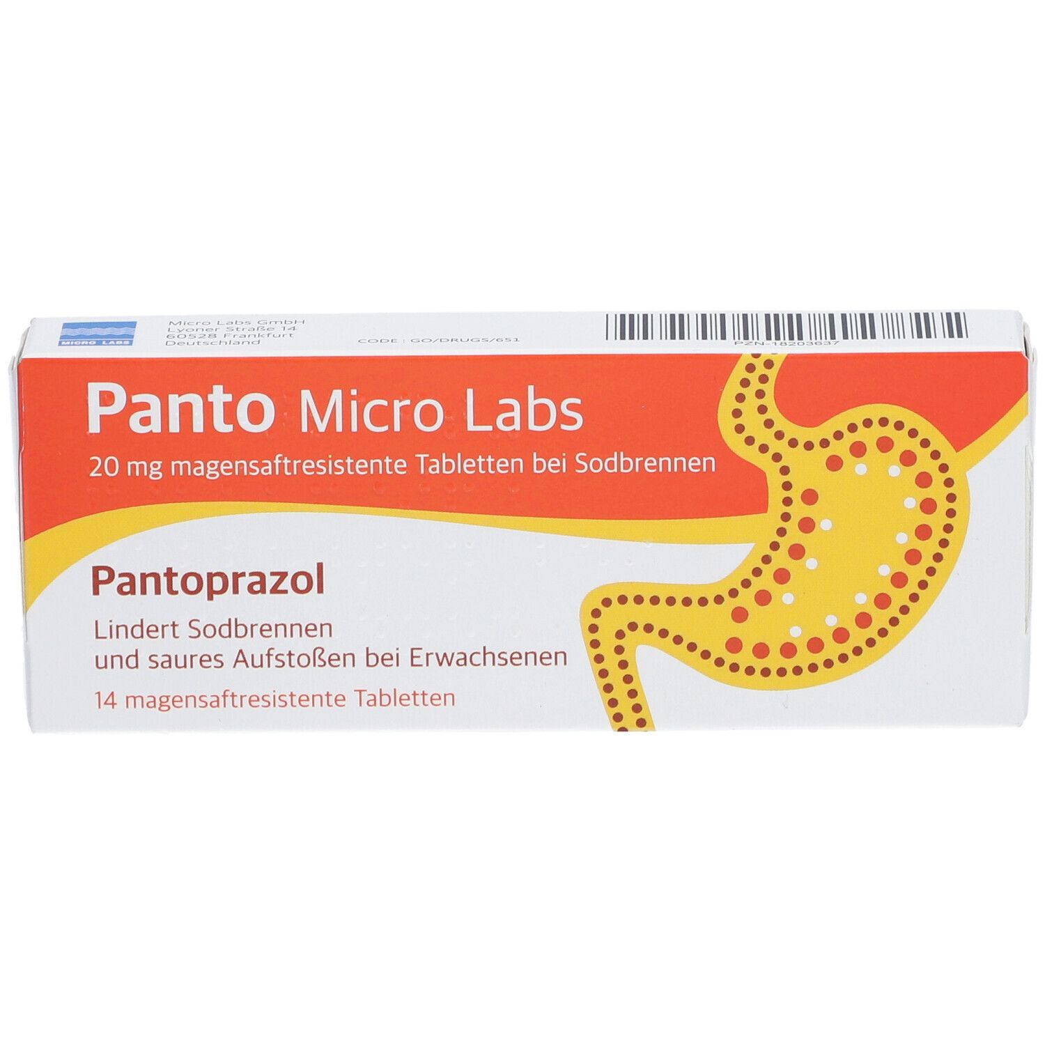 Panto Micro Labs 20 mg 14 Tabletten 14 St - Shop Apotheke