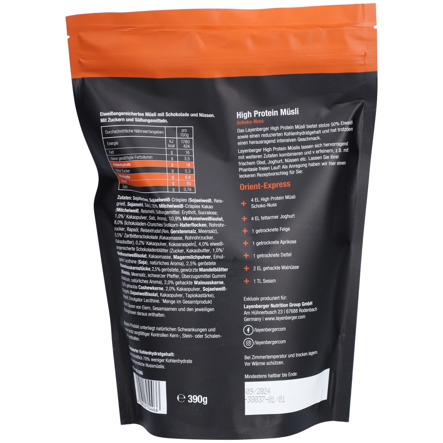 LAYENBERGER® 3K Protein Müsli Schoko-Nuss 390 g - Shop Apotheke