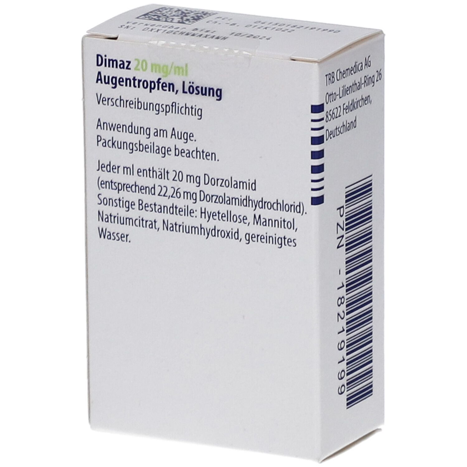 DIMAZ 20 mg/ml Augentropfen Lösung unkonserviert 1x10 ml mit dem E ...