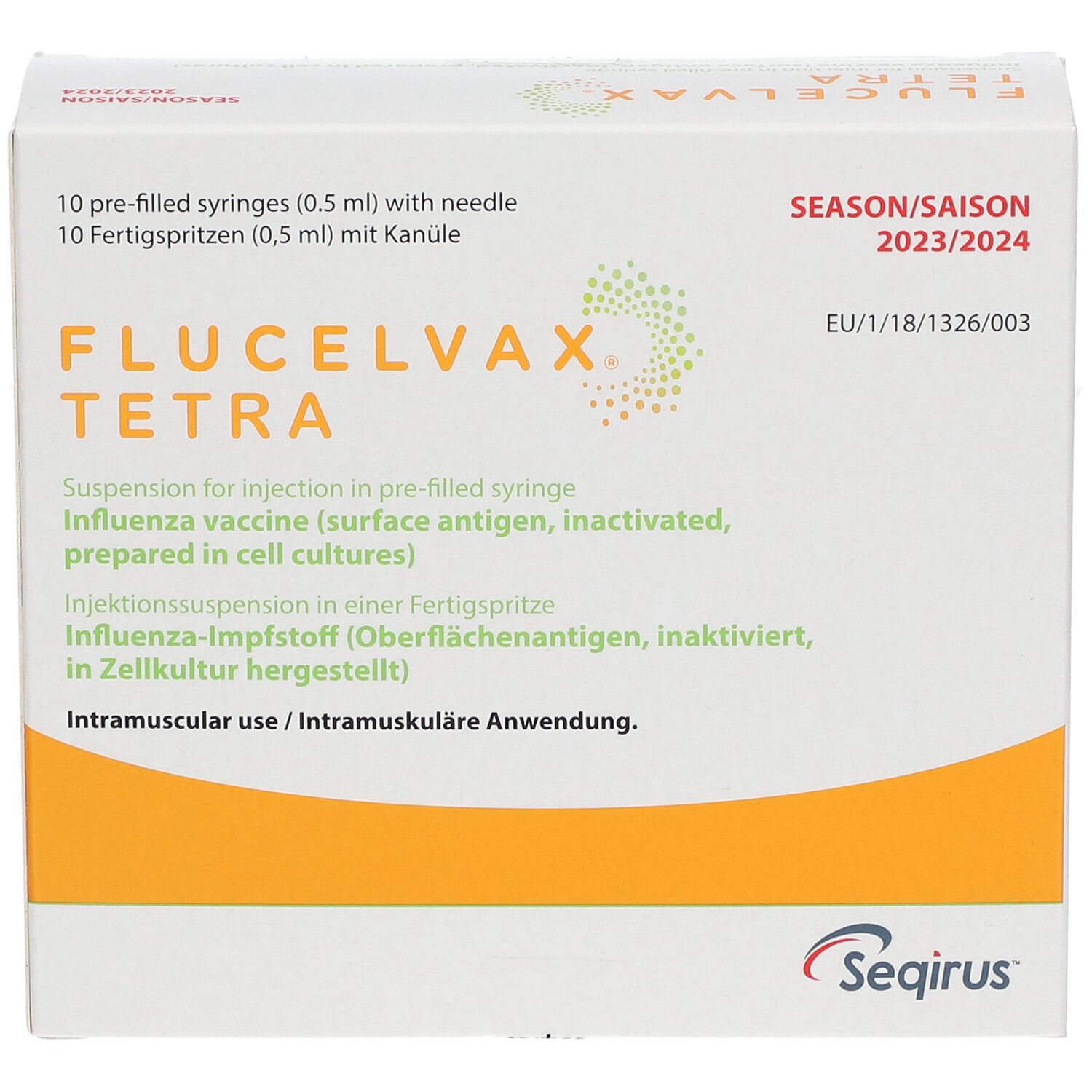 FLUCELVAX Tetra 2023/2024 Inj.-Susp.F-Spr.m.Kanüle 10x0,5 ml mit dem E ...