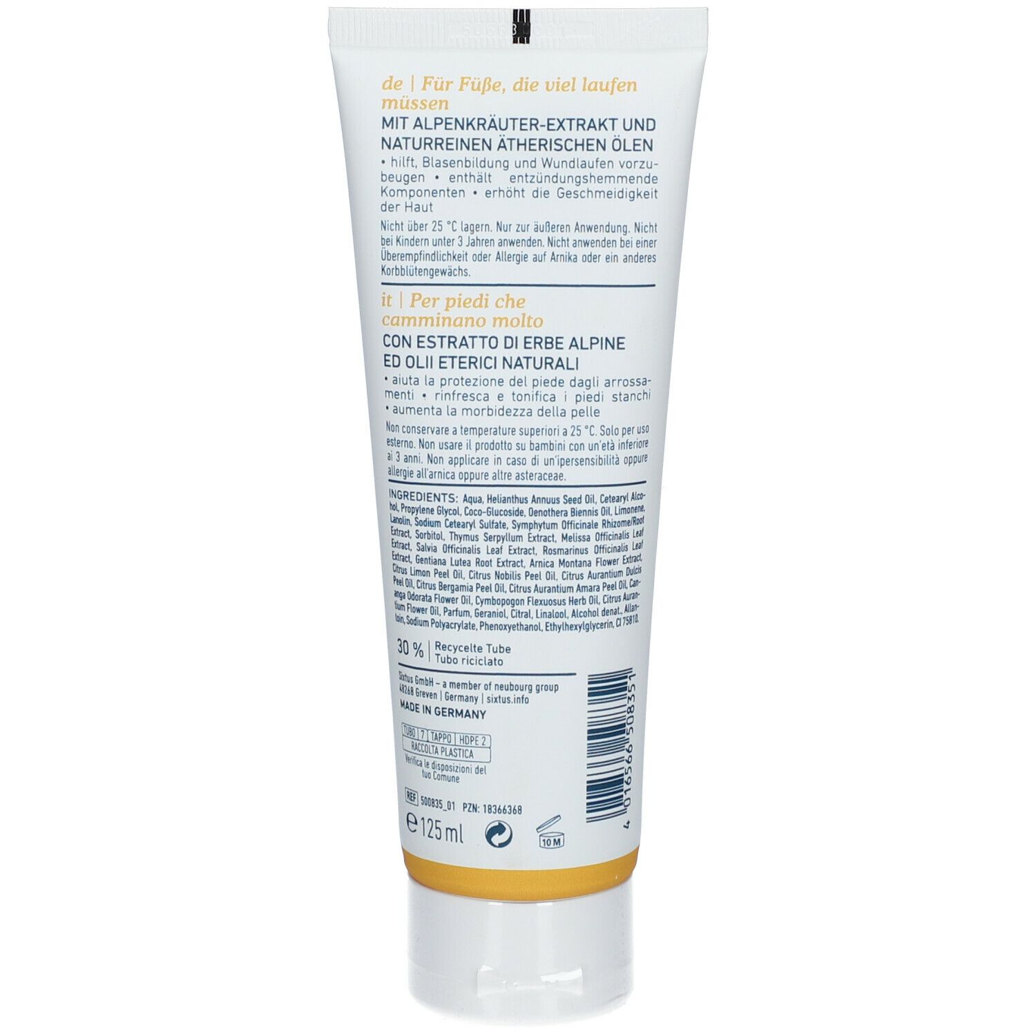 SIXTUS Fuß Schutz Balsam 125 ml - Shop Apotheke