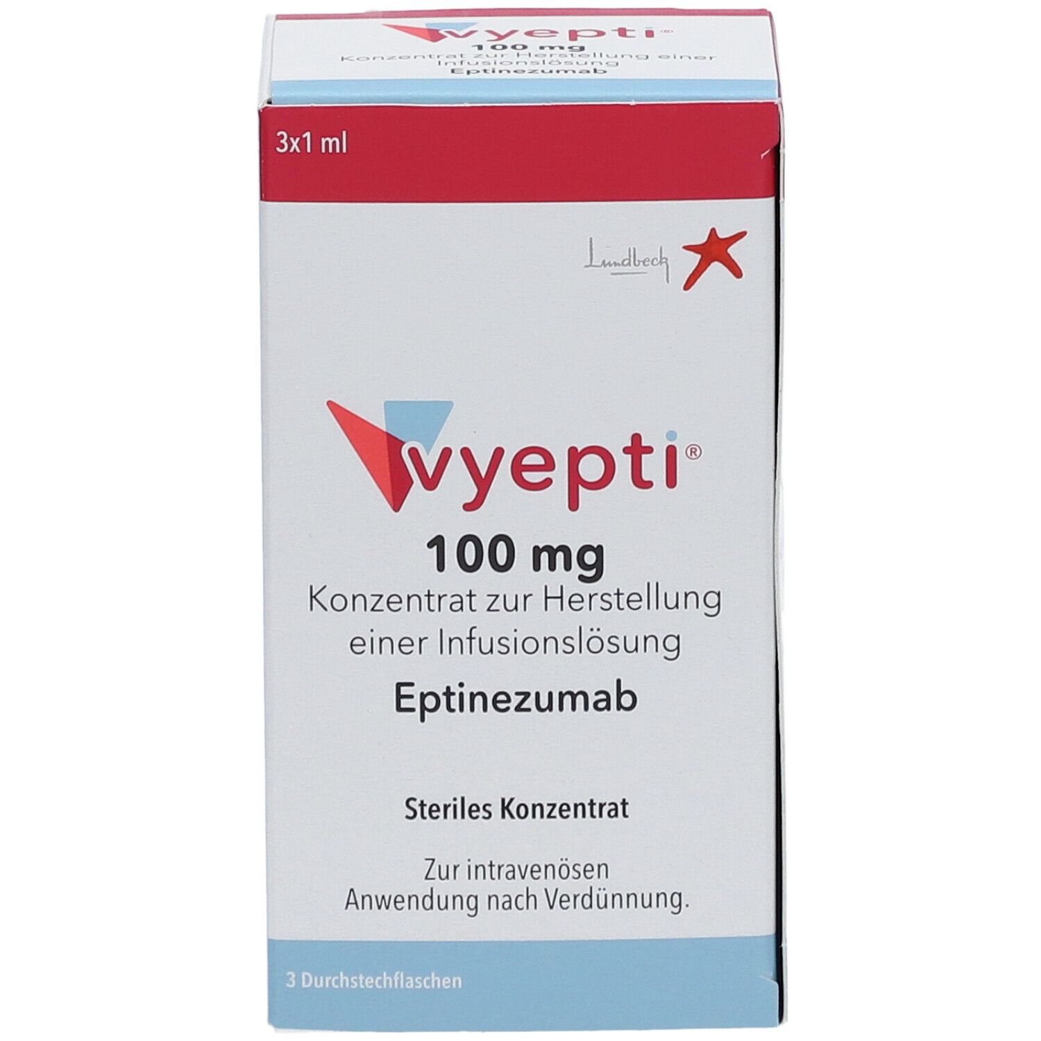 VYEPTI 100 mg Konz.z.Herst.e.Infusionslösung Dsfl. 3 St mit dem E ...