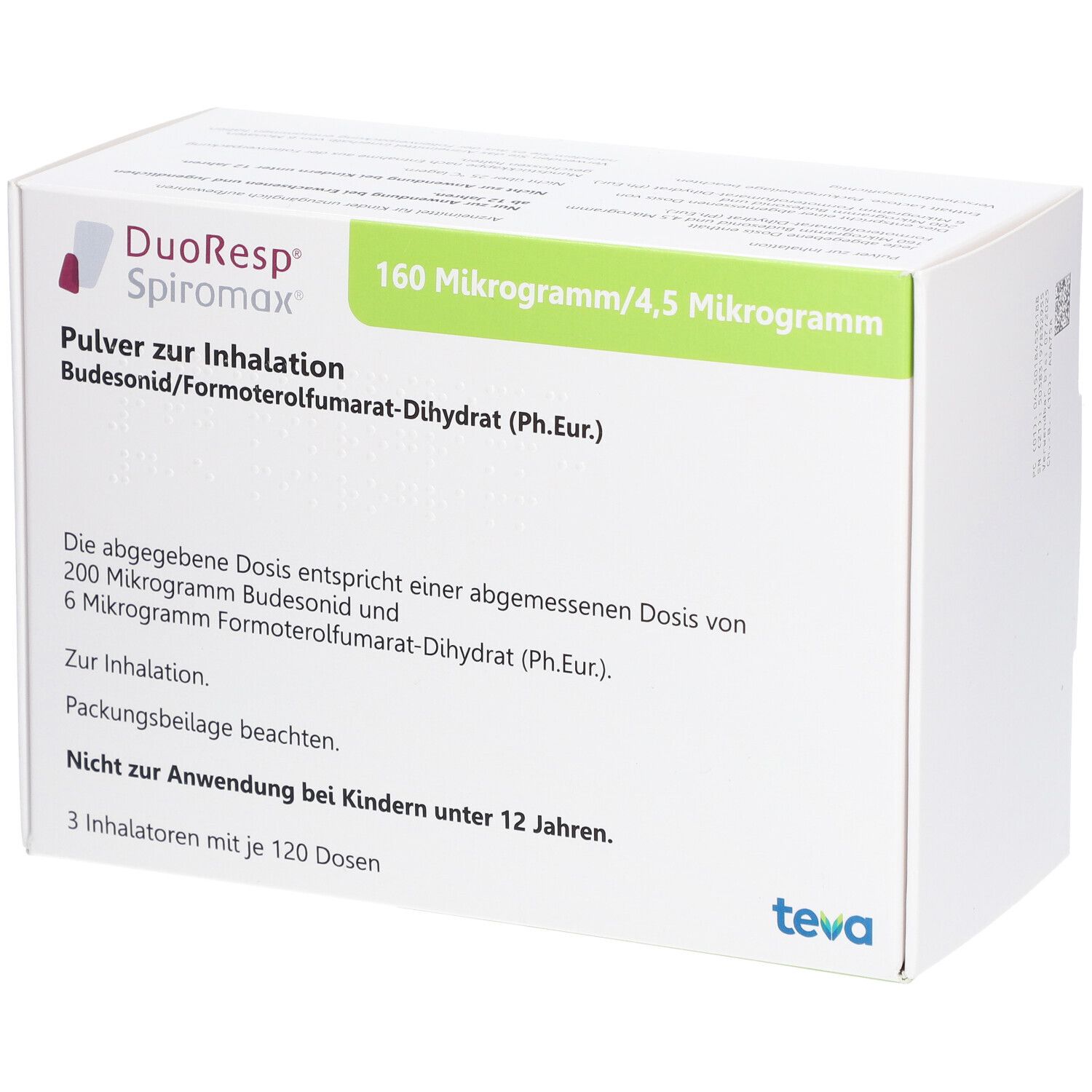 DUORESP Spiromax 160µg/4,5µg/Dosis 3x120ED Inh.-P. 3 St mit dem E ...