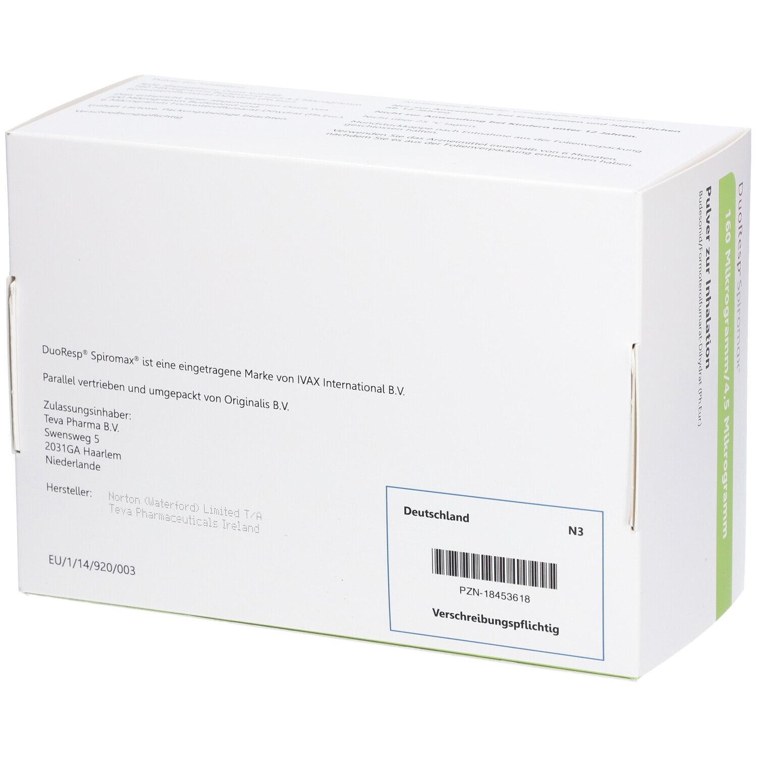 DUORESP Spiromax 160µg/4,5µg/Dosis 3x120ED Inh.-P. 3 St mit dem E ...