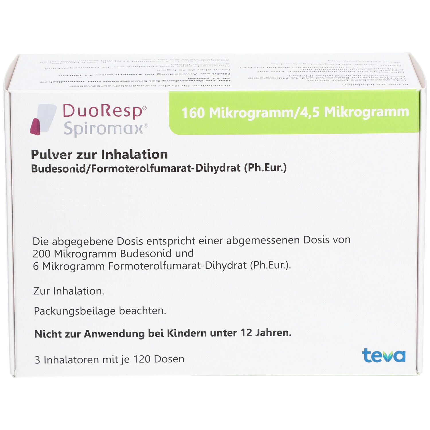 DUORESP Spiromax 160µg/4,5µg/Dosis 3x120ED Inh.-P. 3 St mit dem E ...
