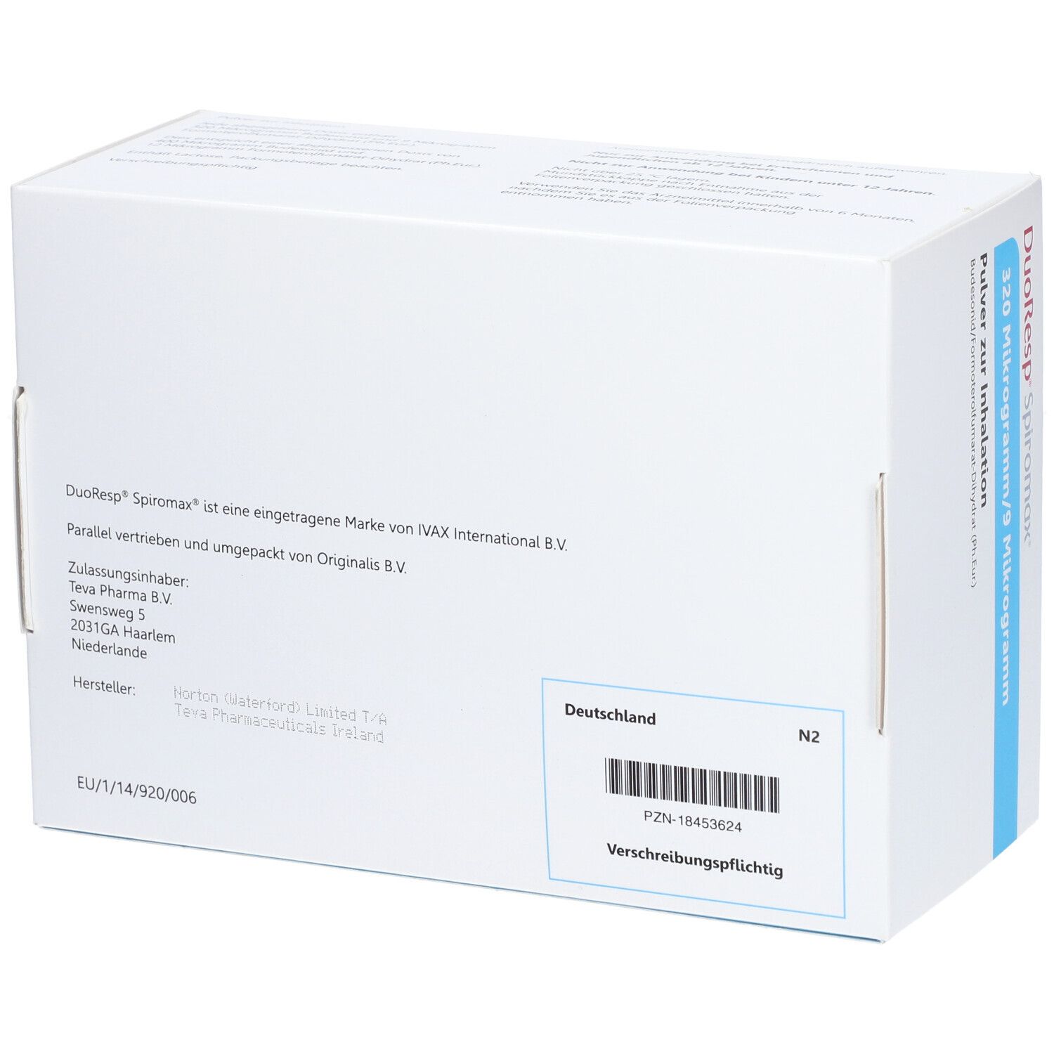 DUORESP Spiromax 320µg/9 µg/Dosis 3x60ED Inh.-Plv. 3 St mit dem E ...