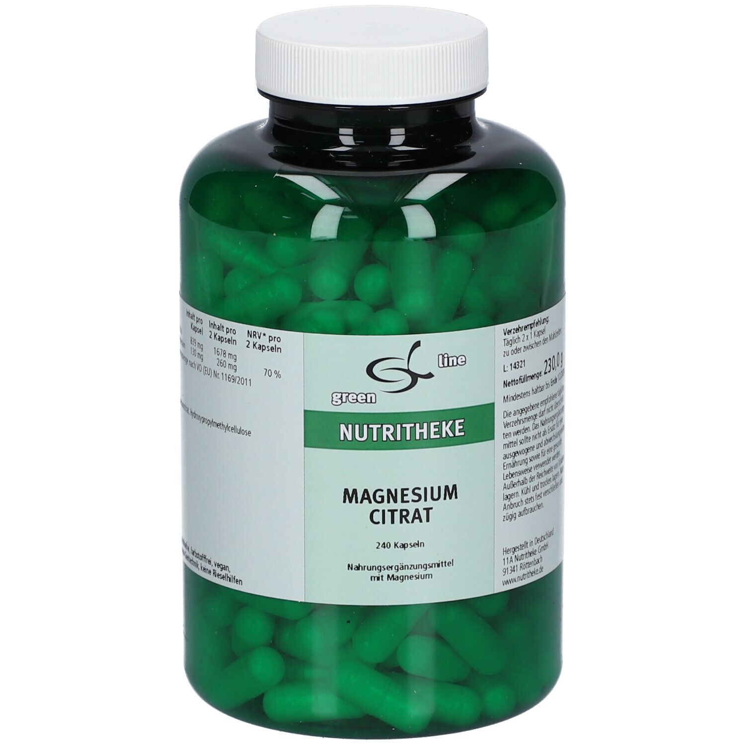 green line NUTRITHEKE MAGNESIUMCITRAT 240 St - Shop Apotheke