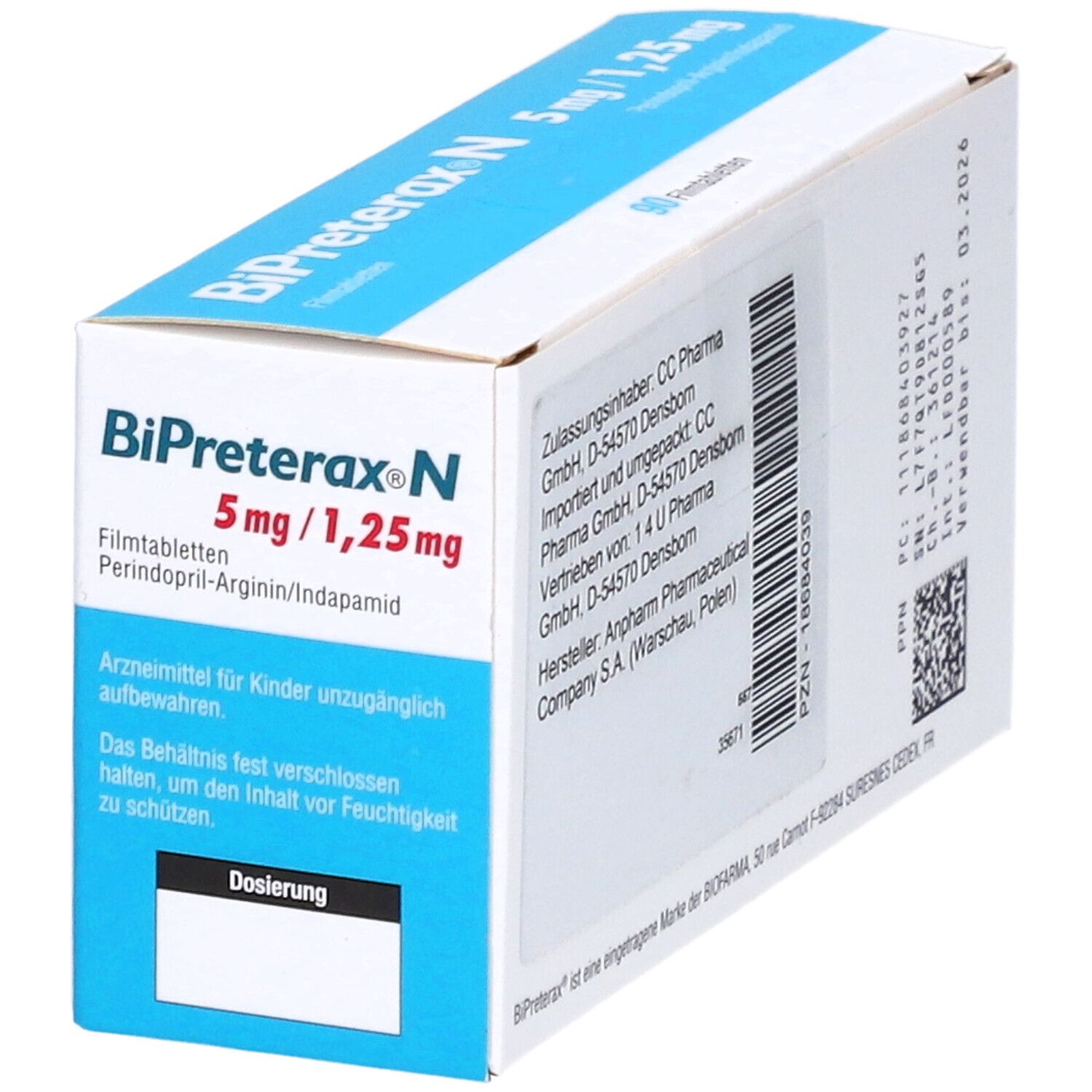 BIPRETERAX N 5 mg/1,25 mg Filmtabletten 90 St mit dem E-Rezept kaufen ...
