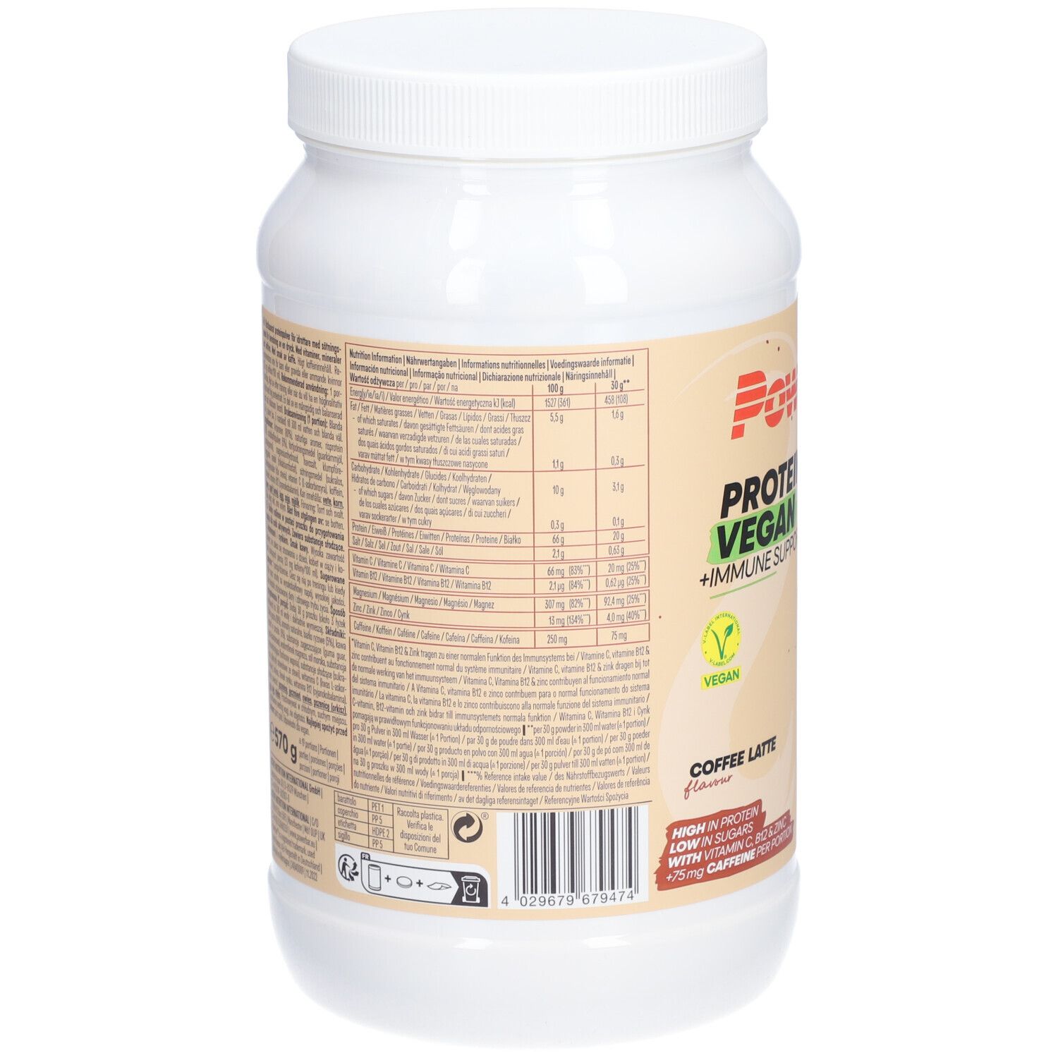 Powerbar® Protein + Vegan Immune Support Pulver Coffee Latte 570 g ...