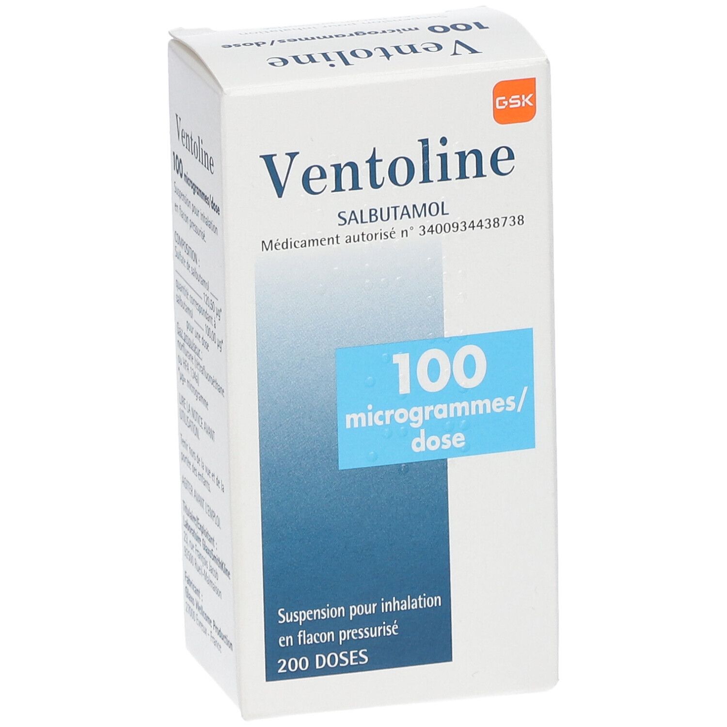 VENTOLINE 100 µg/Dos.Dosier-Aeros.200 Hub Frankre. 1 St mit dem E ...