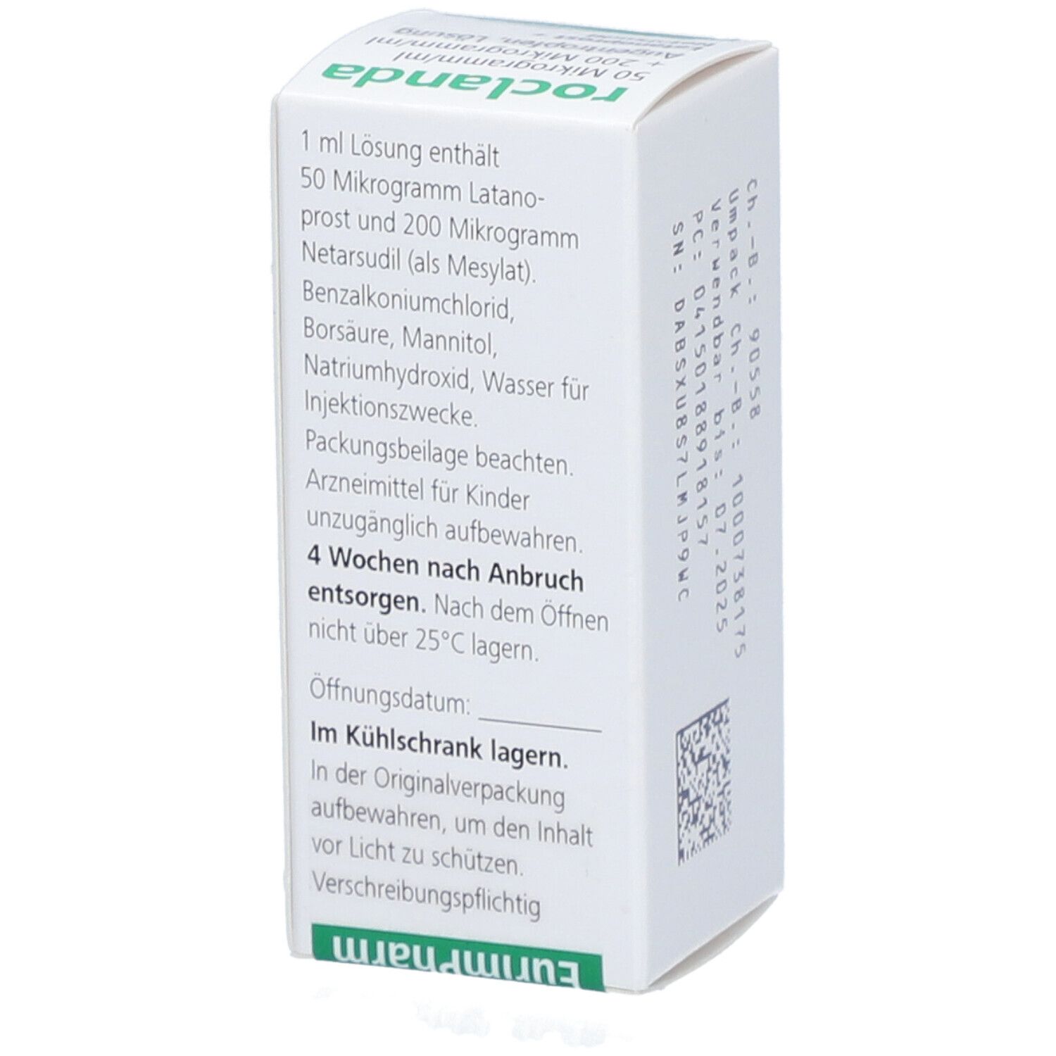 ROCLANDA 50 µg/ml + 200 µg/ml Augentropfen Lösung 1x2,5 ml mit dem E ...