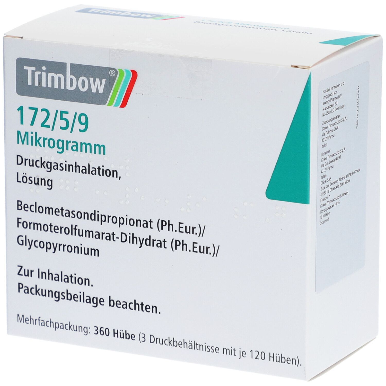 TRIMBOW 172 µg/5 µg/9 µg 120 Hub Druckgasinhalat. 3 St mit dem E-Rezept ...