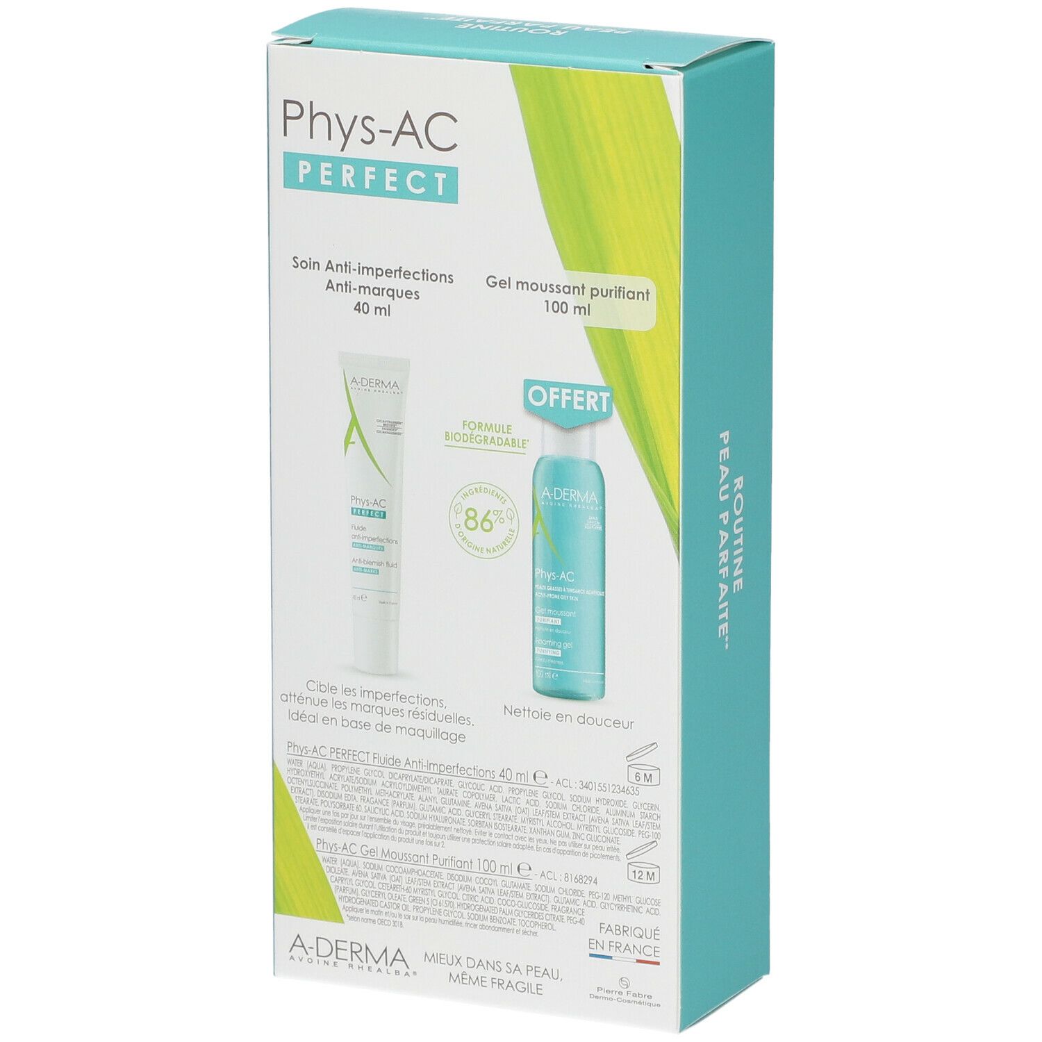 A-DERMA Coffret PHYS-AC PERFECT Fluide anti-imperfections + Gel ...
