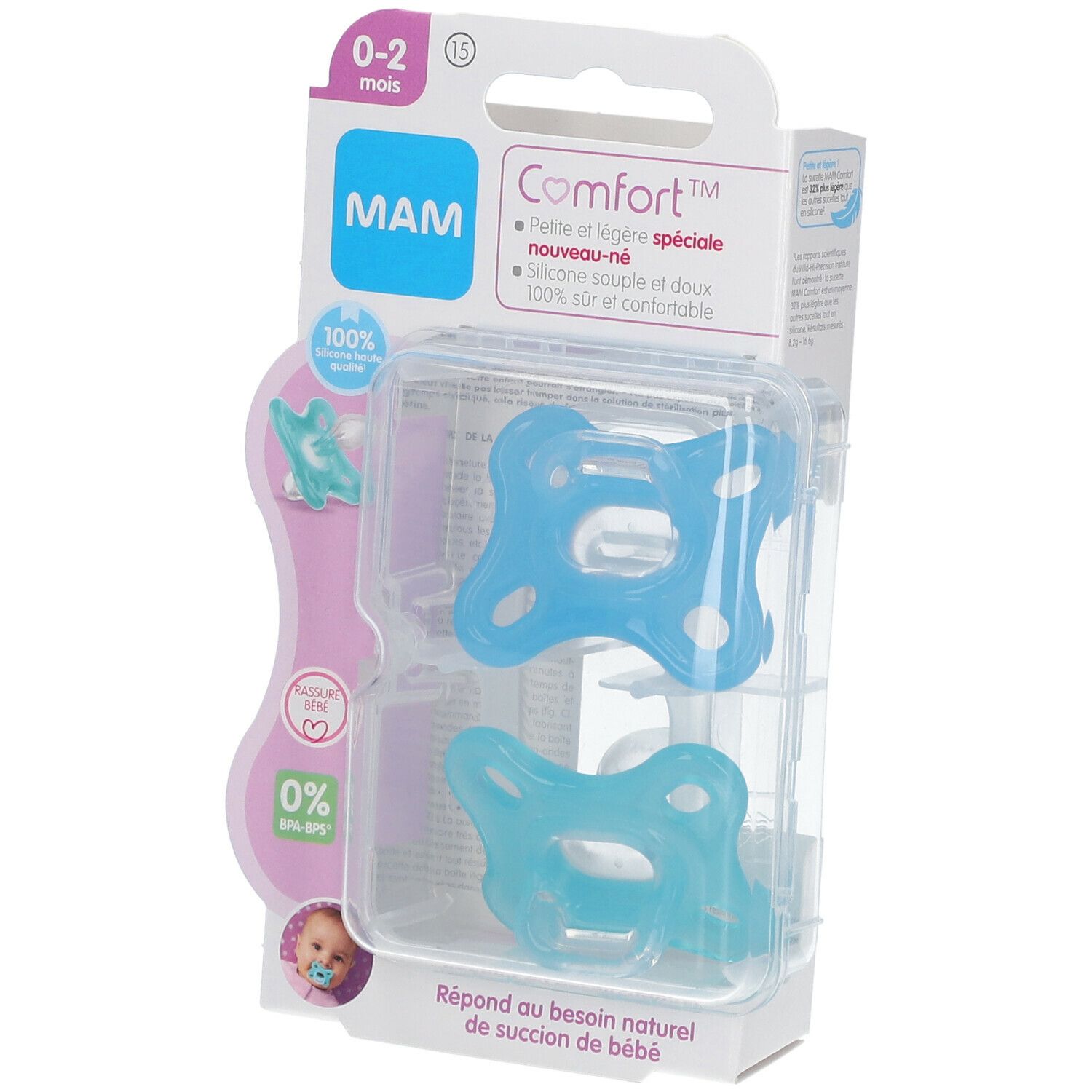 MAM Comfort 0-2 - Sucette en silicone 2 pc(s) - Redcare Apotheke