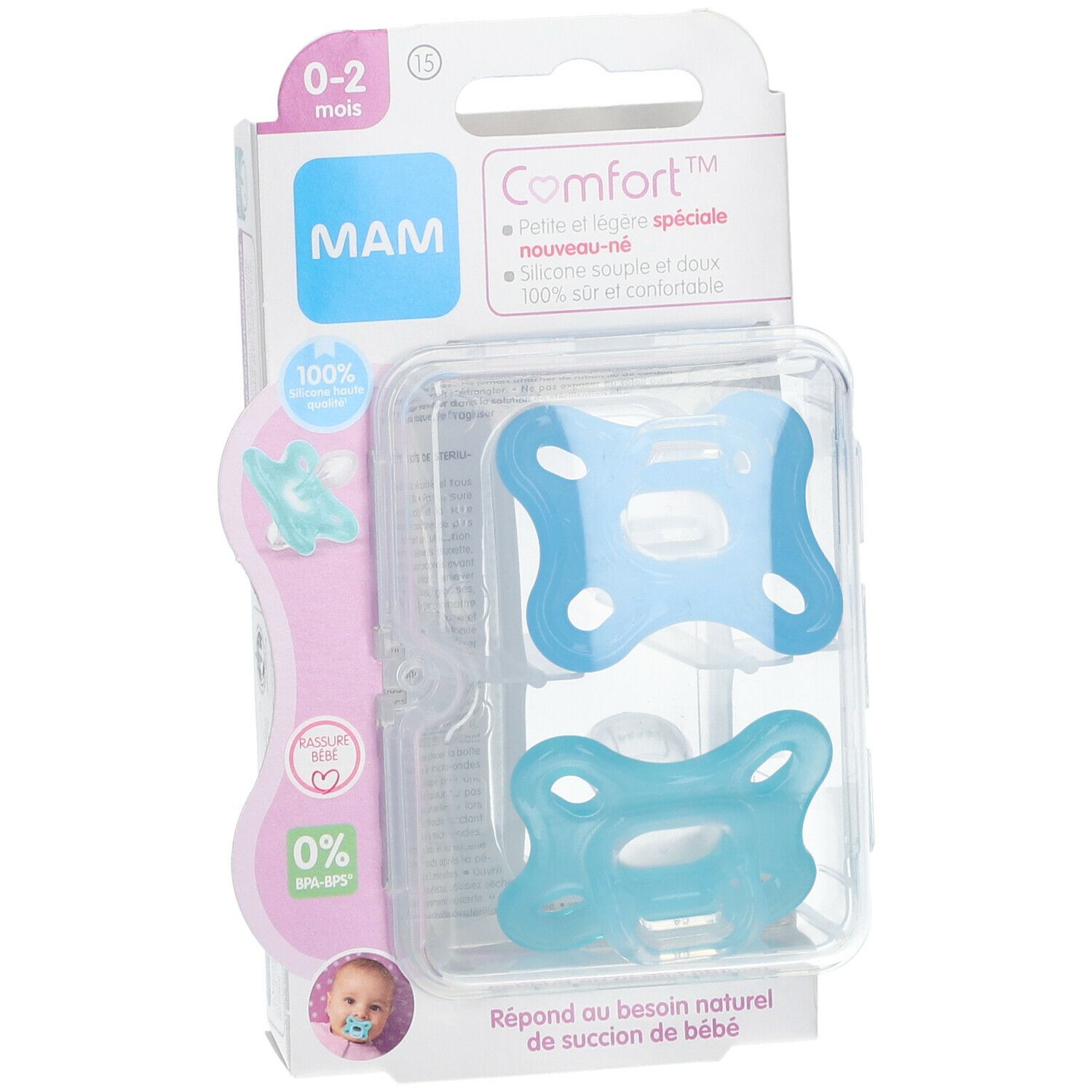 MAM Comfort 0-2 - Sucette en silicone 2 pc(s) - Redcare Apotheke